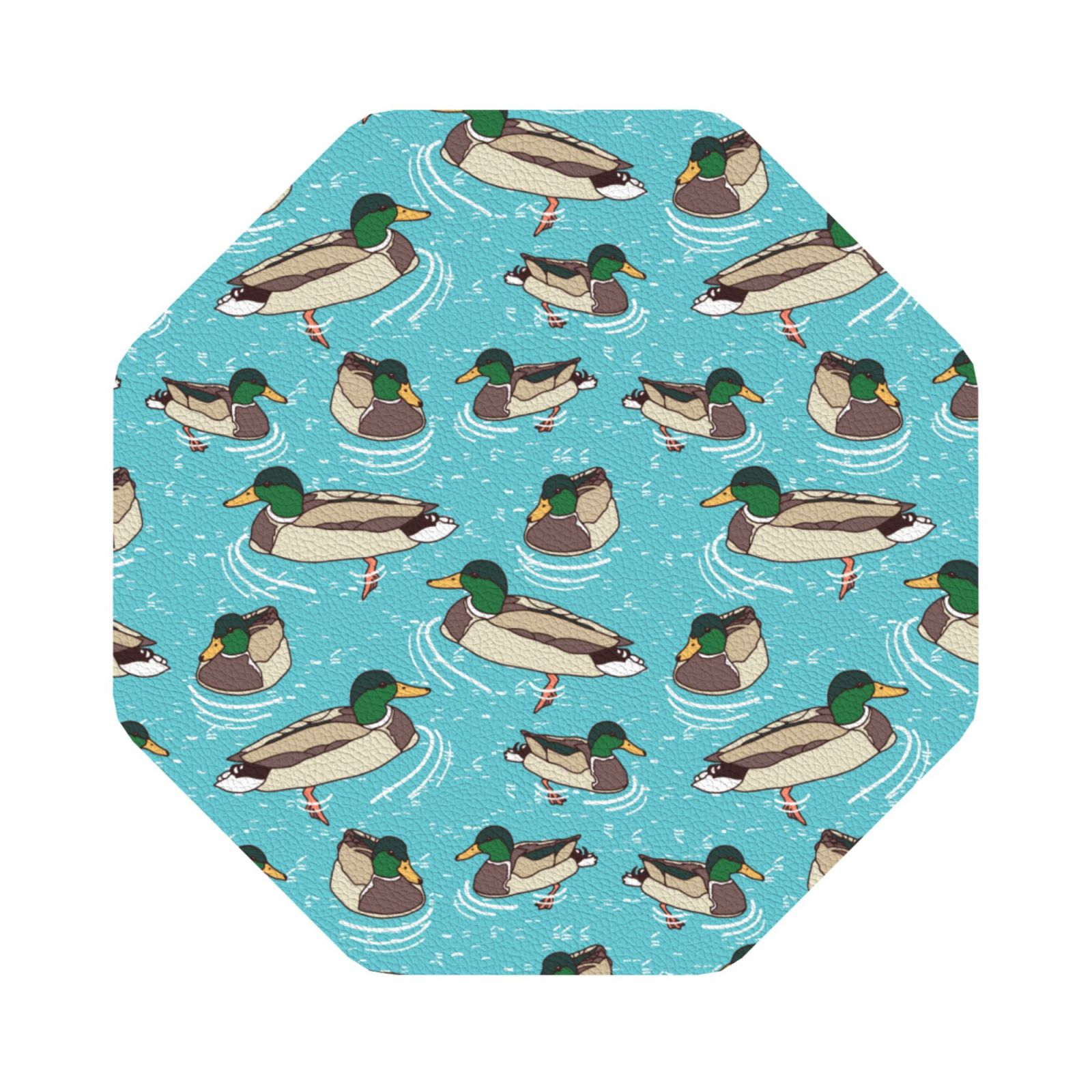 Honeii Mallard Ducks Swimming In The Lake Print Leather Coaster Set of ...