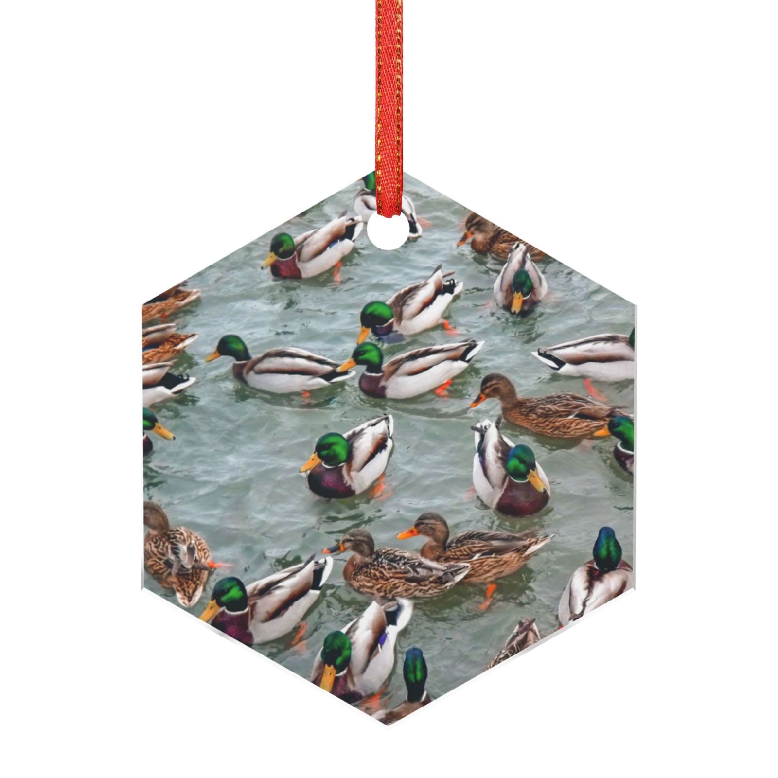 Honeii Mallard Ducks Swimming Print Christmas Tree Acrylic Ornament ...