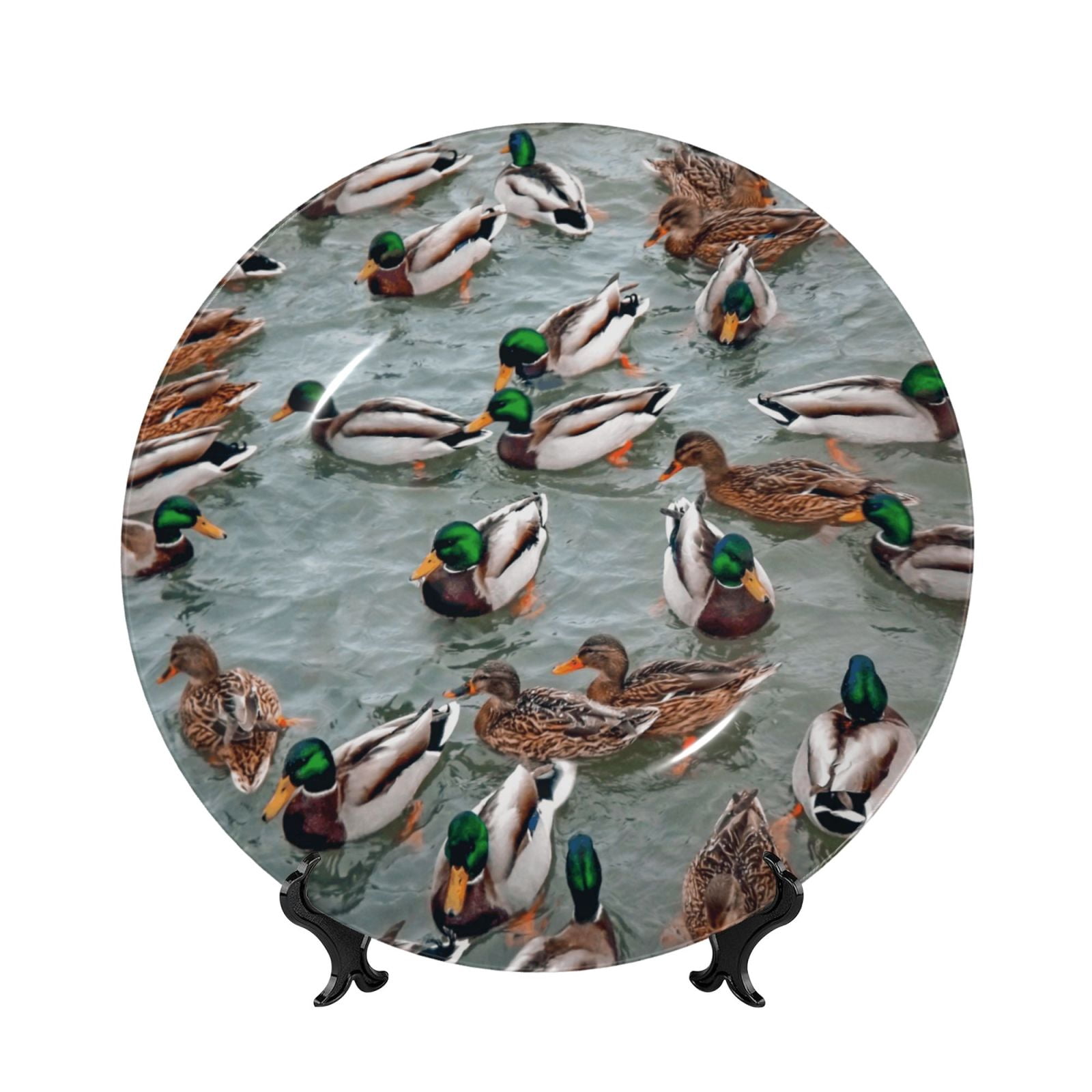 Honeii Mallard Ducks Swimming Print Elegant Bone China Decorative Plate ...