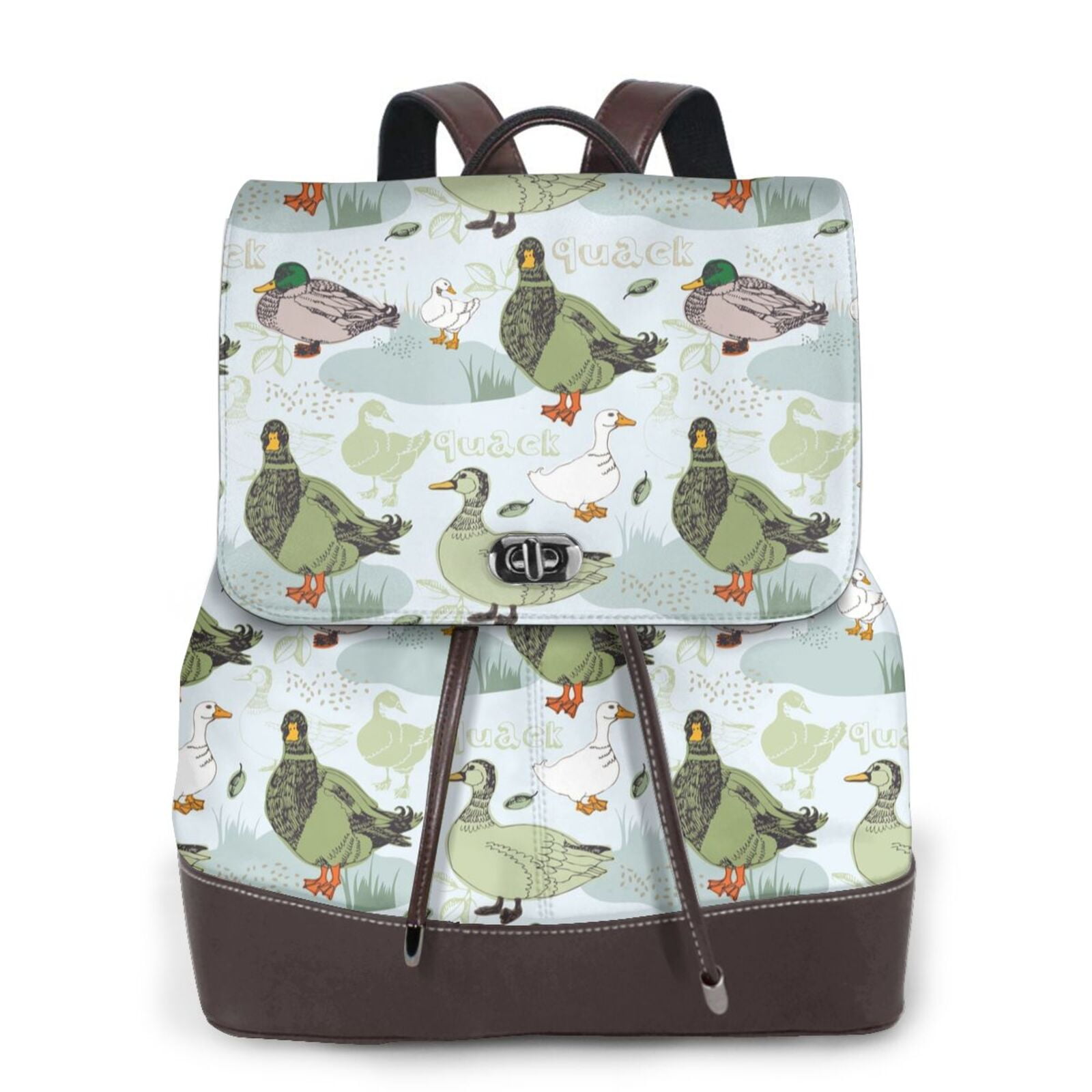 Honeii Mallard Ducks Wild Birds rint Leather Backpack,Trendy Leather ...