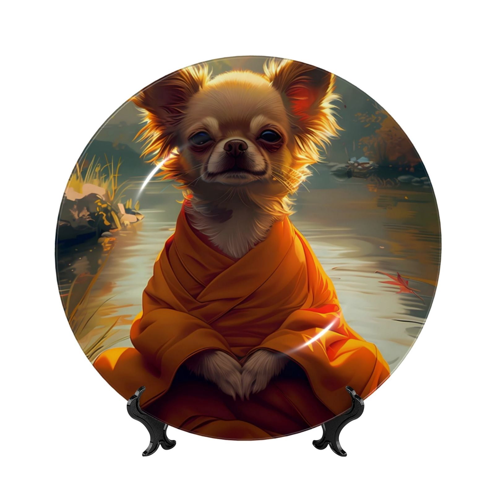 Honeii Maple Leaf Meditating Chihuahua Print Elegant Bone China ...
