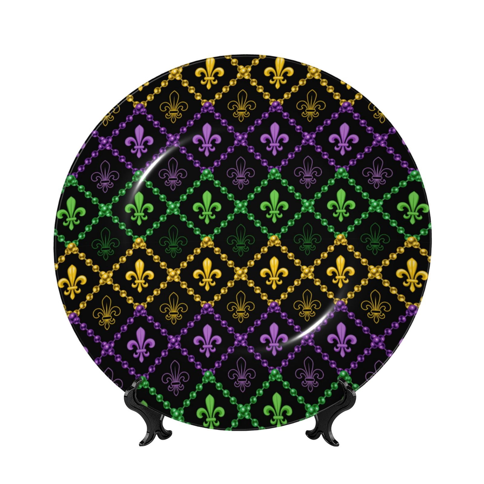 Honeii Mardi Gra Geometric Print Elegant Bone China Decorative Plate ...