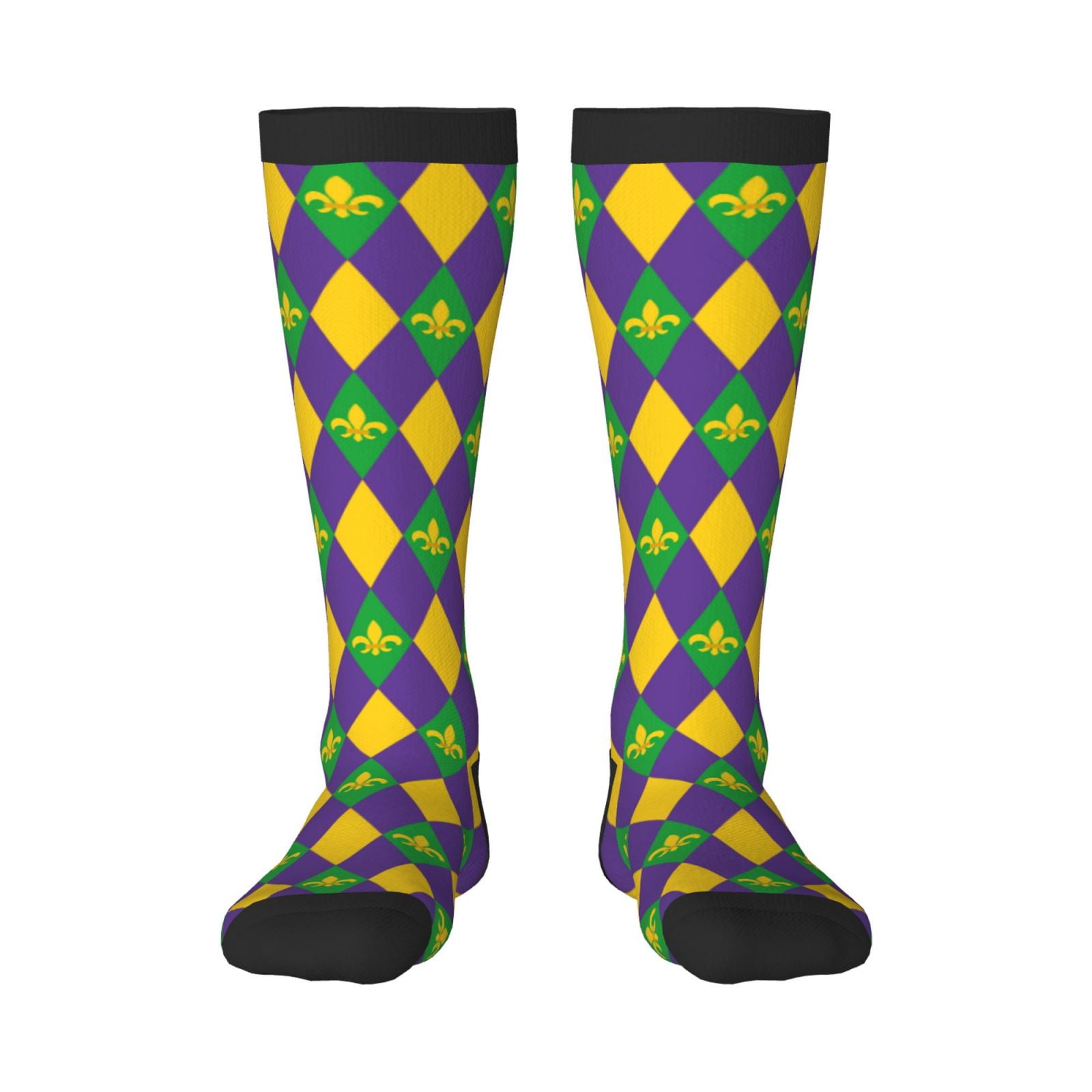Honeii Mardi Gras Print Long Socks,Novelty Design Socks Gift for Men ...