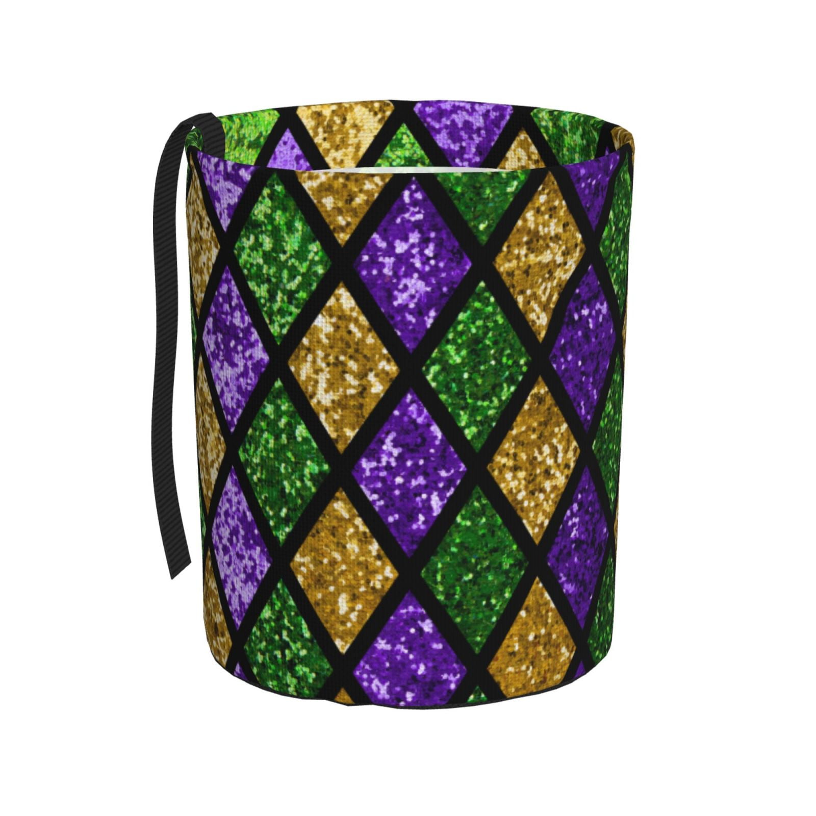 Honeii Mardi Gras Shiny Green Purple Print Waterproof Car Trash Can ...