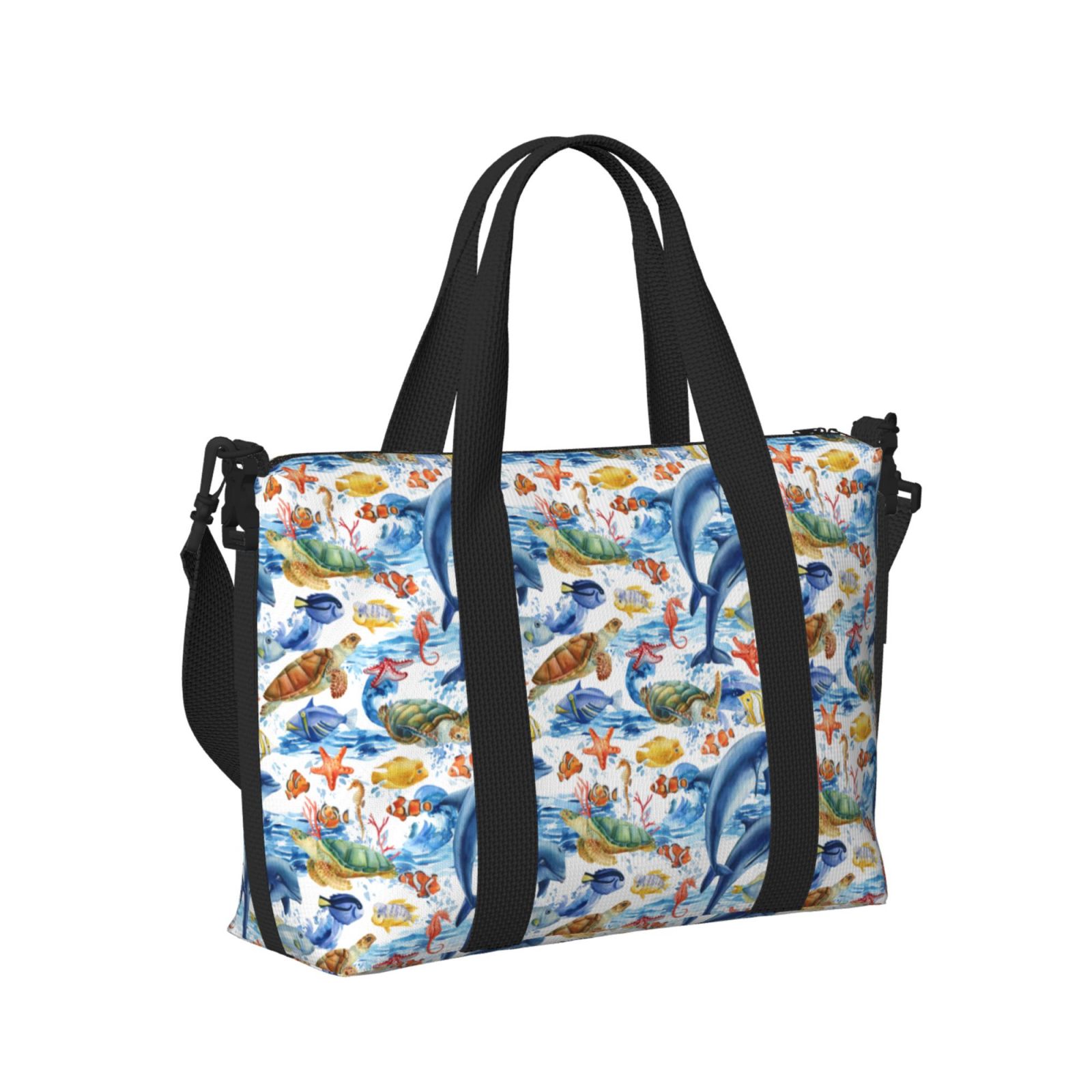Honeii Marine Animals Print Hand Travel Bag,Travel Duffle Bag ...