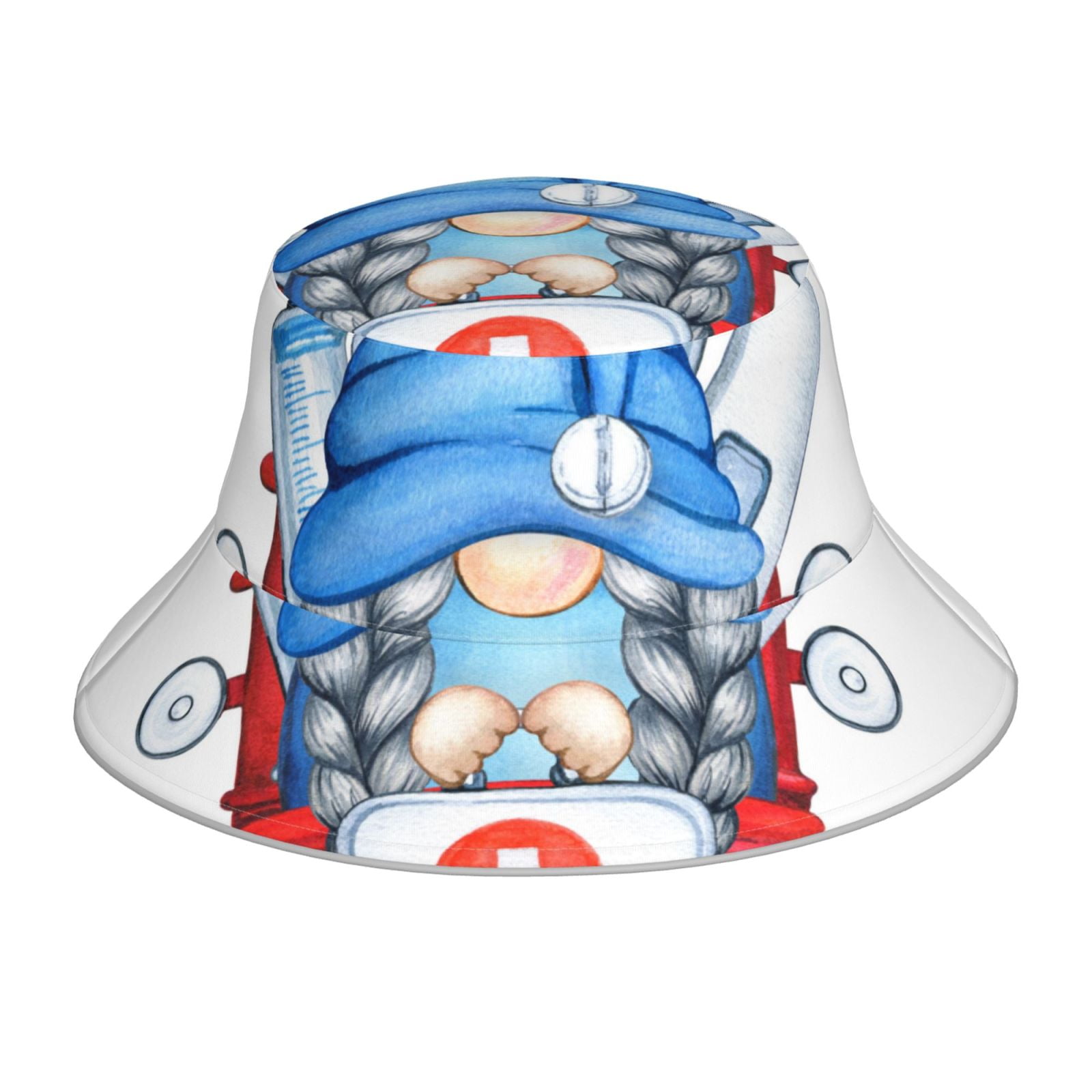 Honeii Medicine Gnome Truck Red for Unisex Bucket Hat Waterproof Rain Hat Reversible Shiny Rave ...