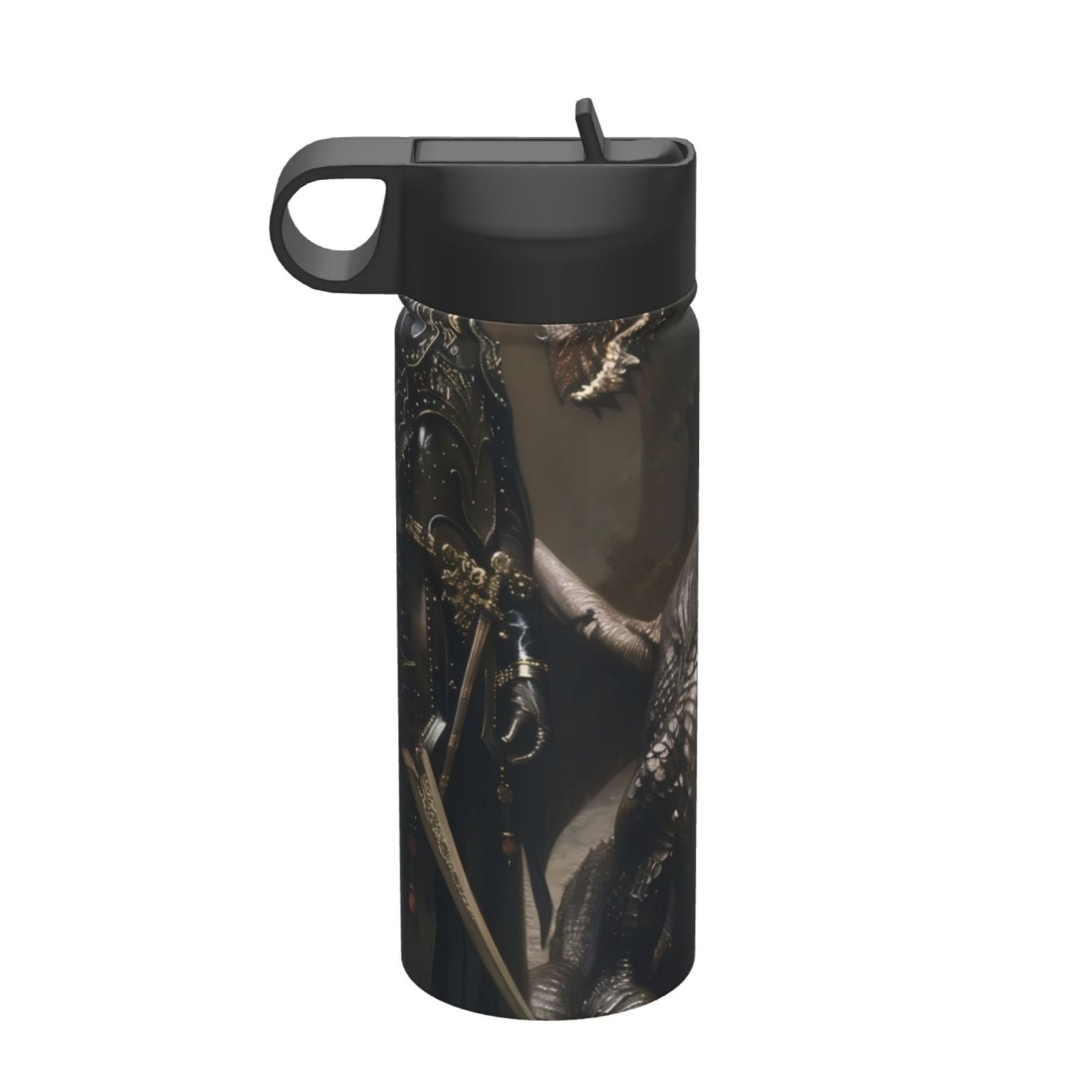 Honeii Medieval Knight And Dragon Print 18 oz Insulated Water Bottle ...