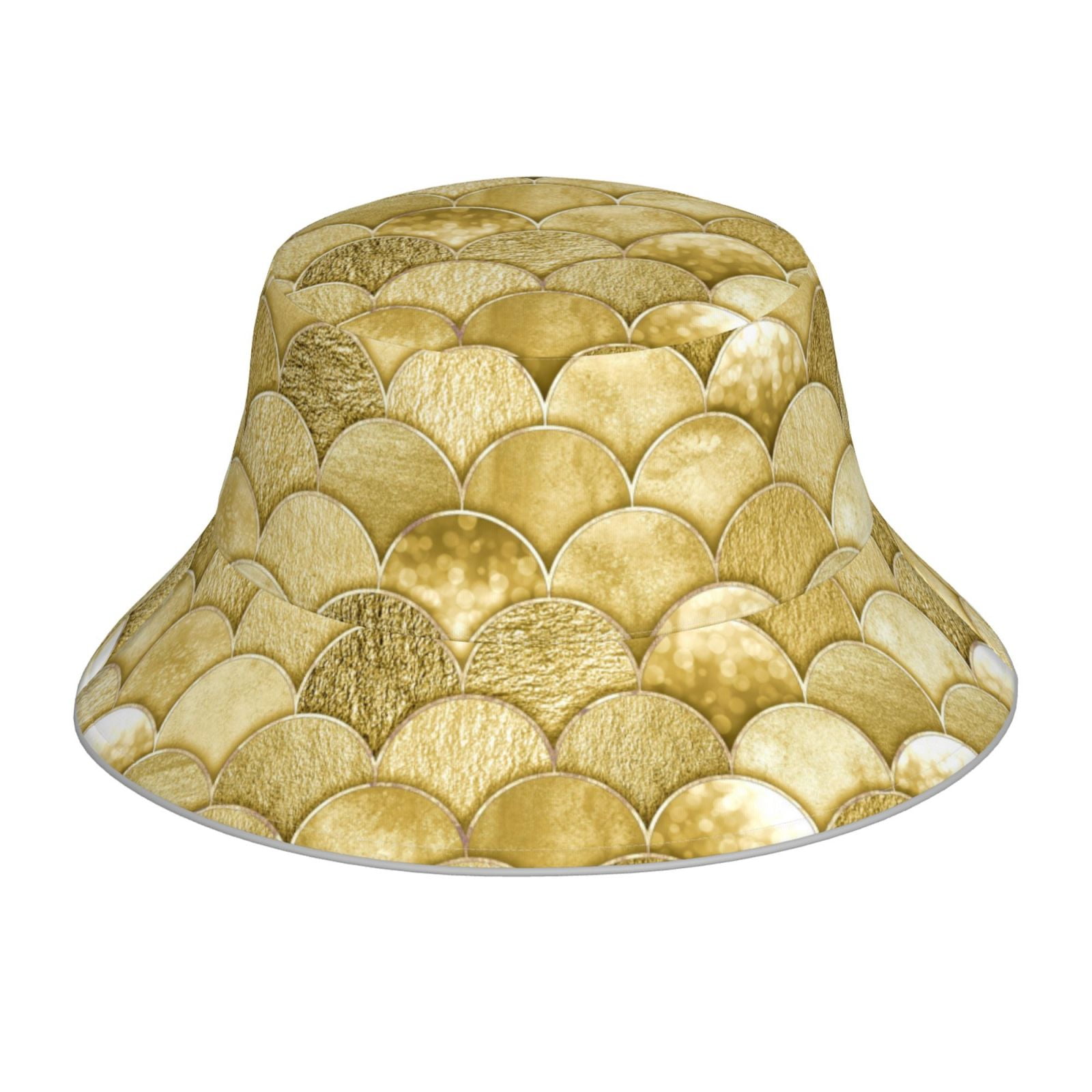 Honeii Mermaid Fish Scale for Unisex Bucket Hat Waterproof Rain Hat Reversible Shiny Rave Bucket ...