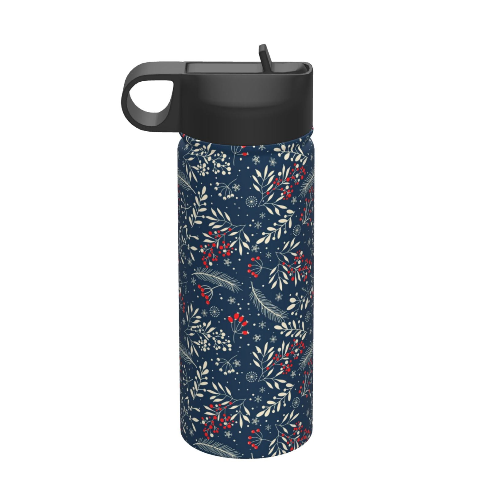 Honeii Merry Christmas Winter Leaves Snowflakes Print 18 oz Insulated ...