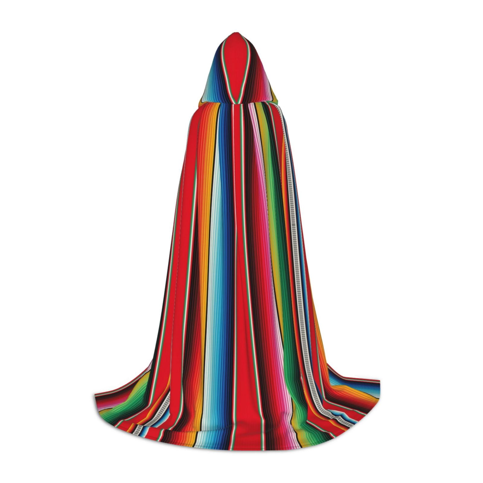 Honeii Mexican Serape Blanket Stripes Print Poncho Cape, Cloak Coat ...
