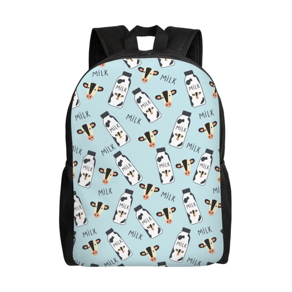 Honeii Milk Bottles And Cow Head Print Laptop Backpack for Work ...