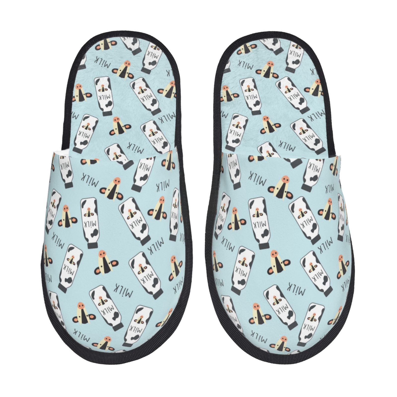 Honeii Milk Bottles And Cow Head print Slippers Memory Foam House ...