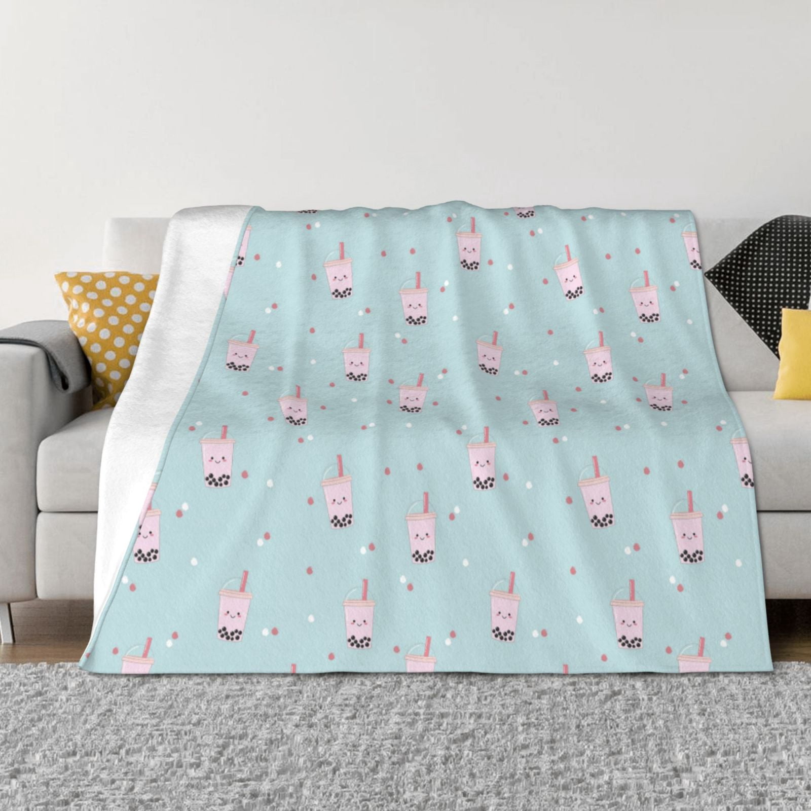 Honeii Milk Tea1 print throw blanket, crafted from cozy cotton flannel ...