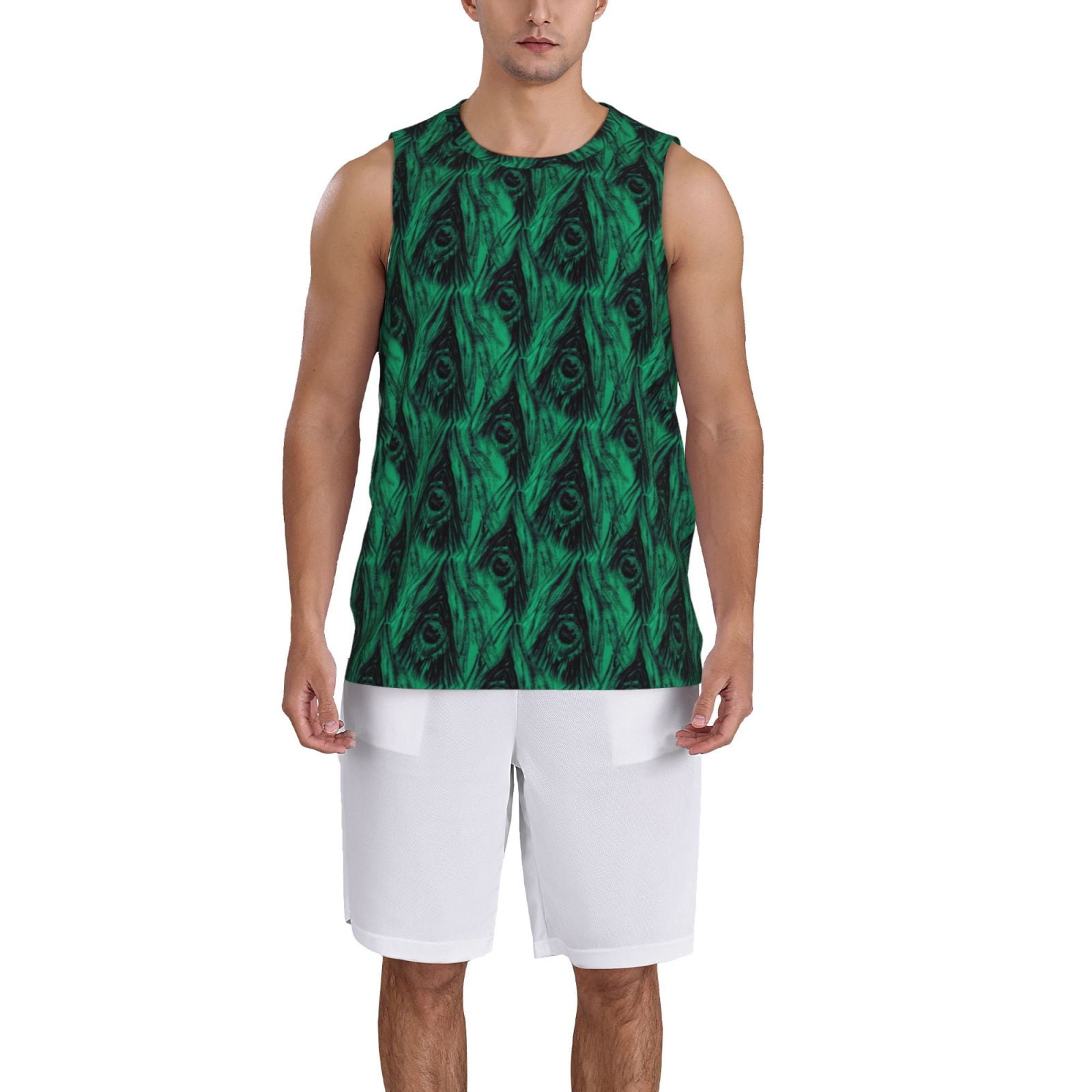 Honeii Mint Bird Feathers print basktball shirt for men and women ...