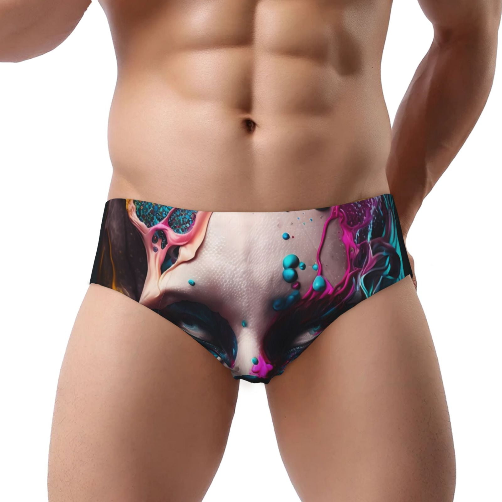 Honeii Modern Abstract Colorful Skull B Men's Triangle Briefs, Men's Polyester Briefs ...