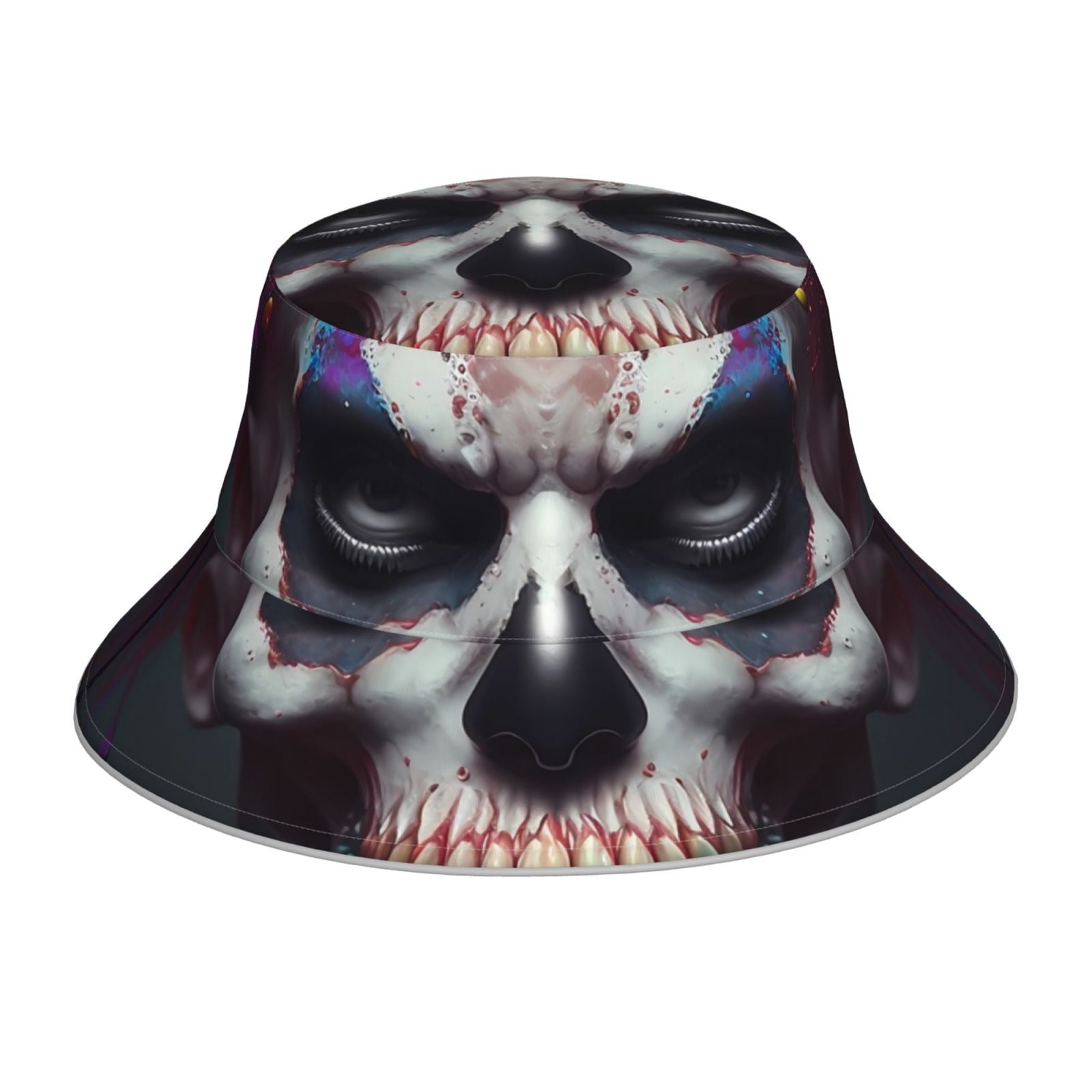 Honeii Modern Abstract Colorful Skull C for Unisex Bucket Hat Waterproof Rain Hat Reversible ...