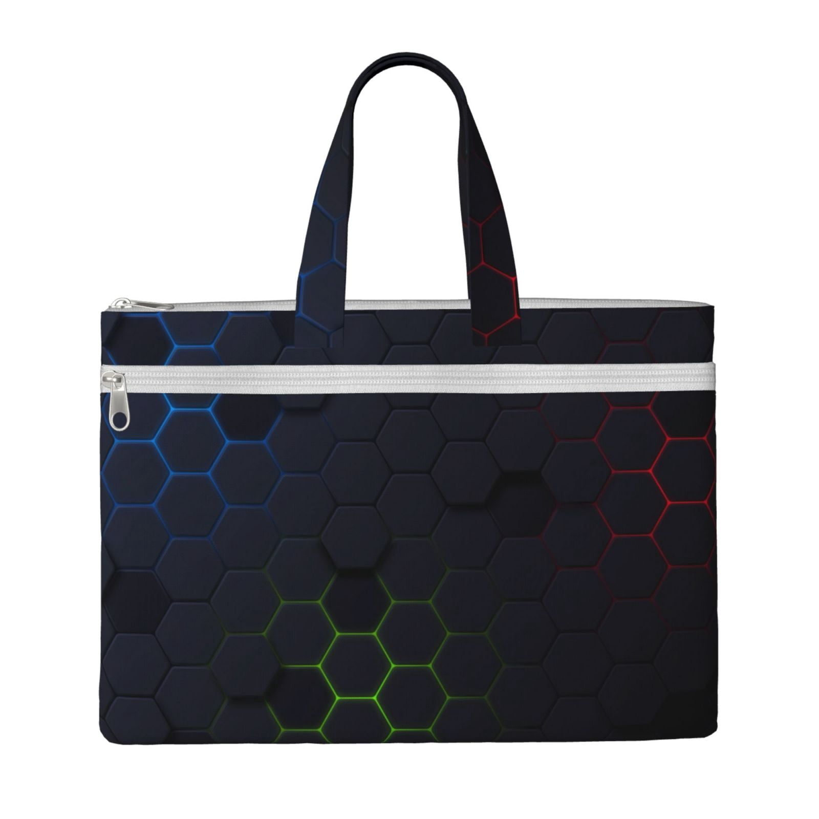 Honeii Modern Hexagonal Neon Grid Print Canvas Tote Bag with ...