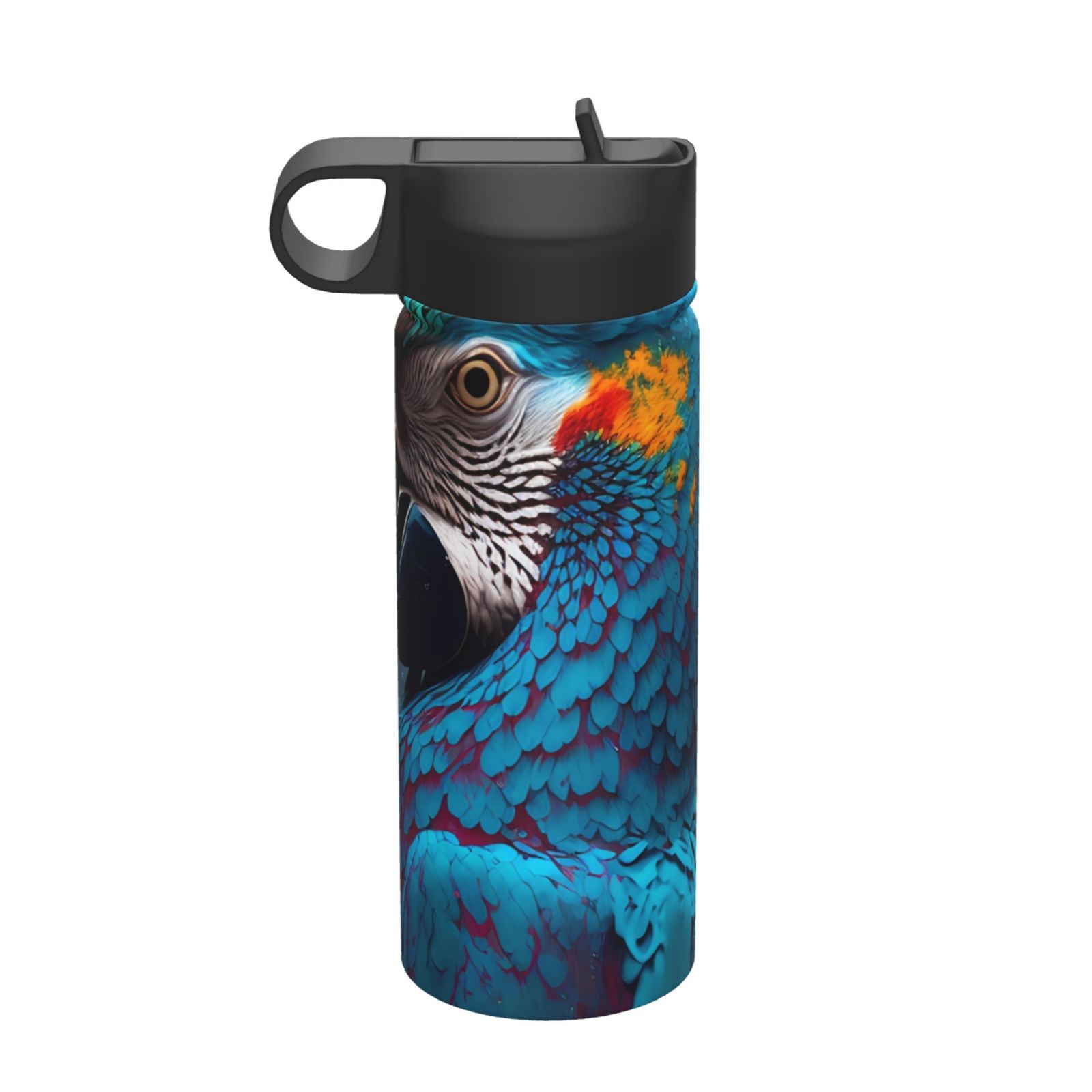 Honeii Modern Style Blue Parrot Print 18 oz Insulated Water Bottle with ...
