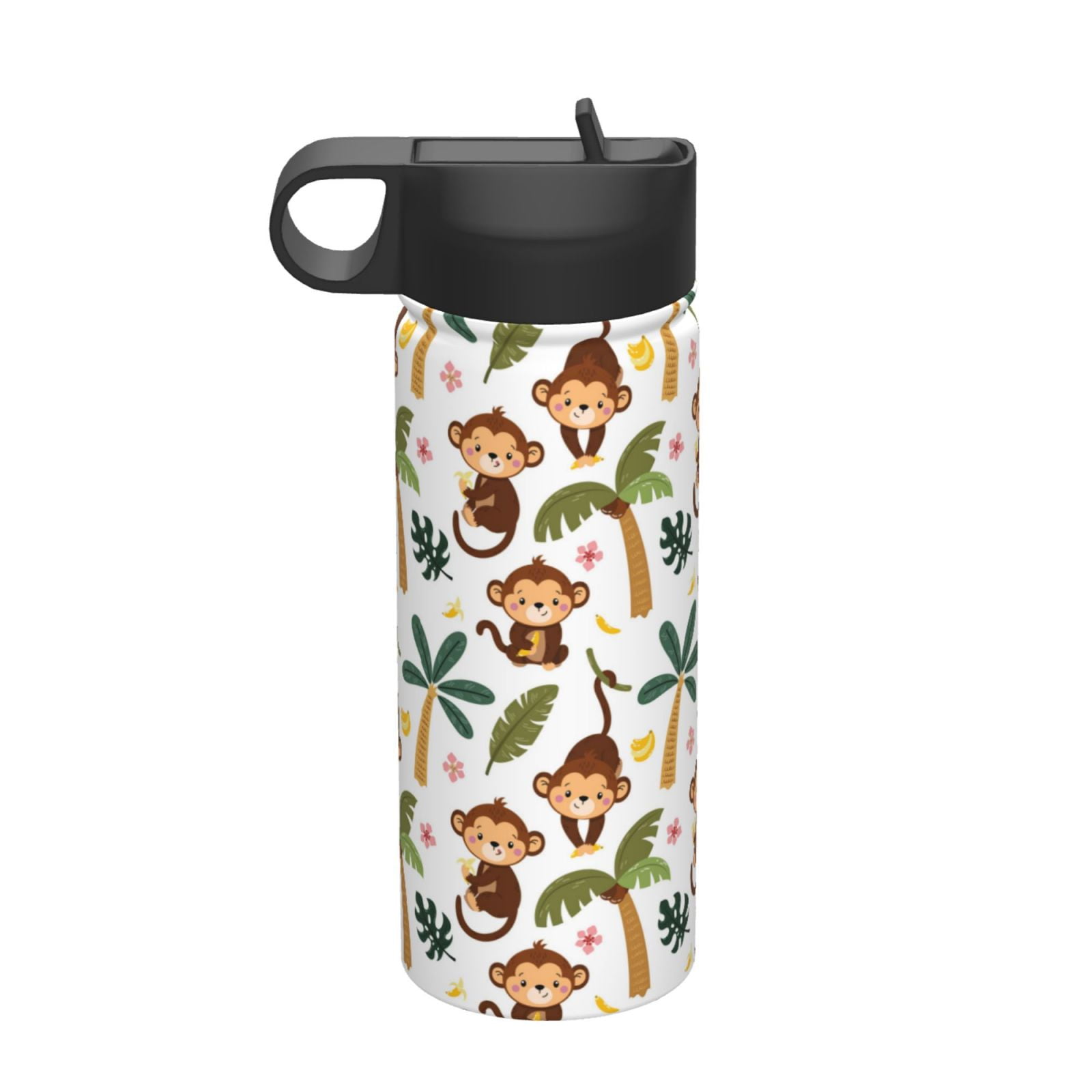 Honeii Monkeys Swinging from Palms Print 18 oz Insulated Water Bottle ...