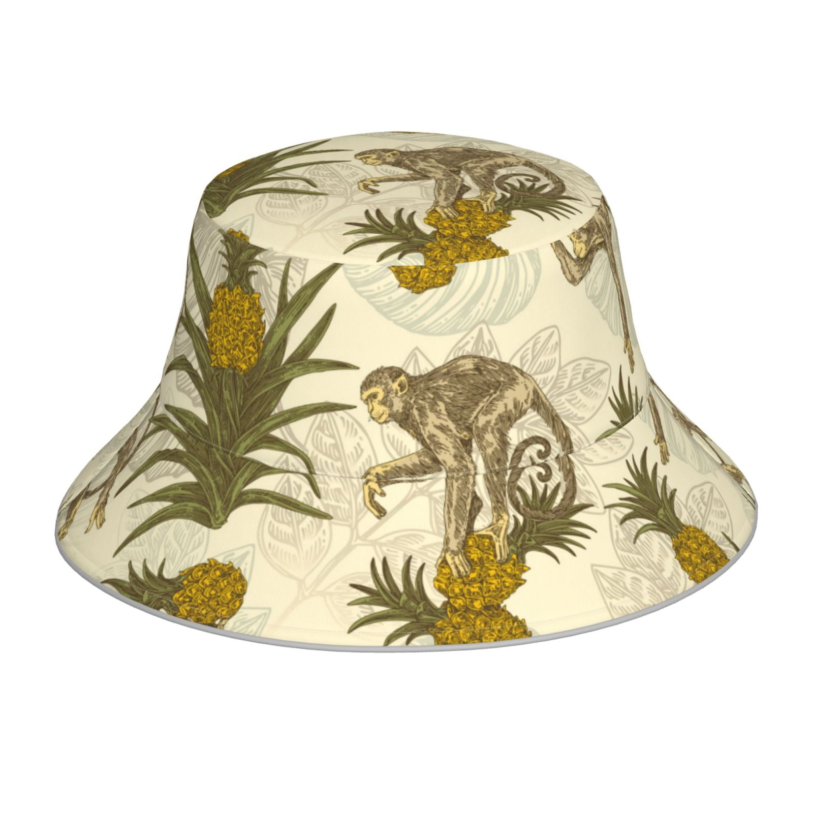 Honeii Monkeys and Pinealpples for Unisex Bucket Hat Waterproof Rain ...