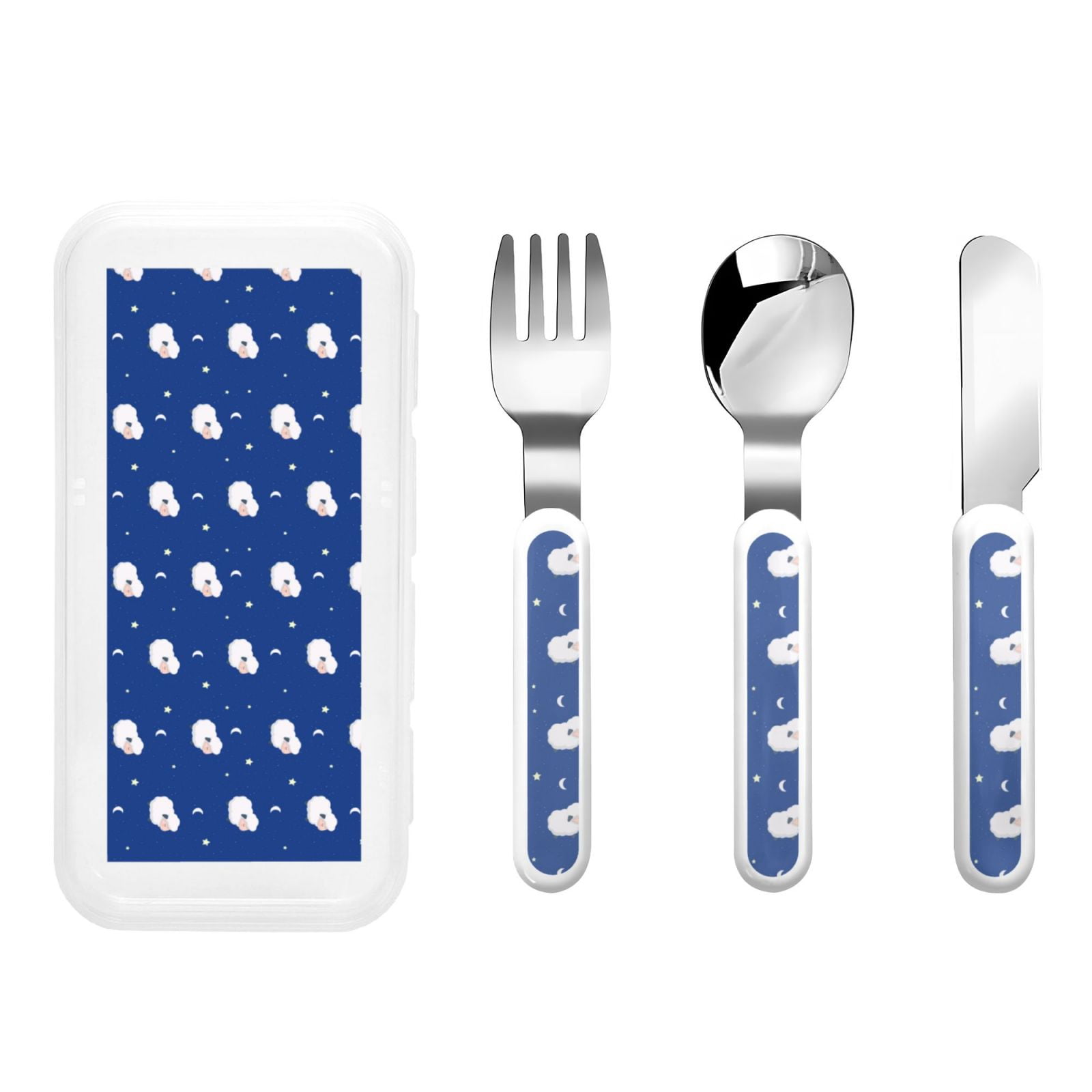 Honeii Moon Lamb Print Children's Knife, Fork And Spoon Set,Reusable ...