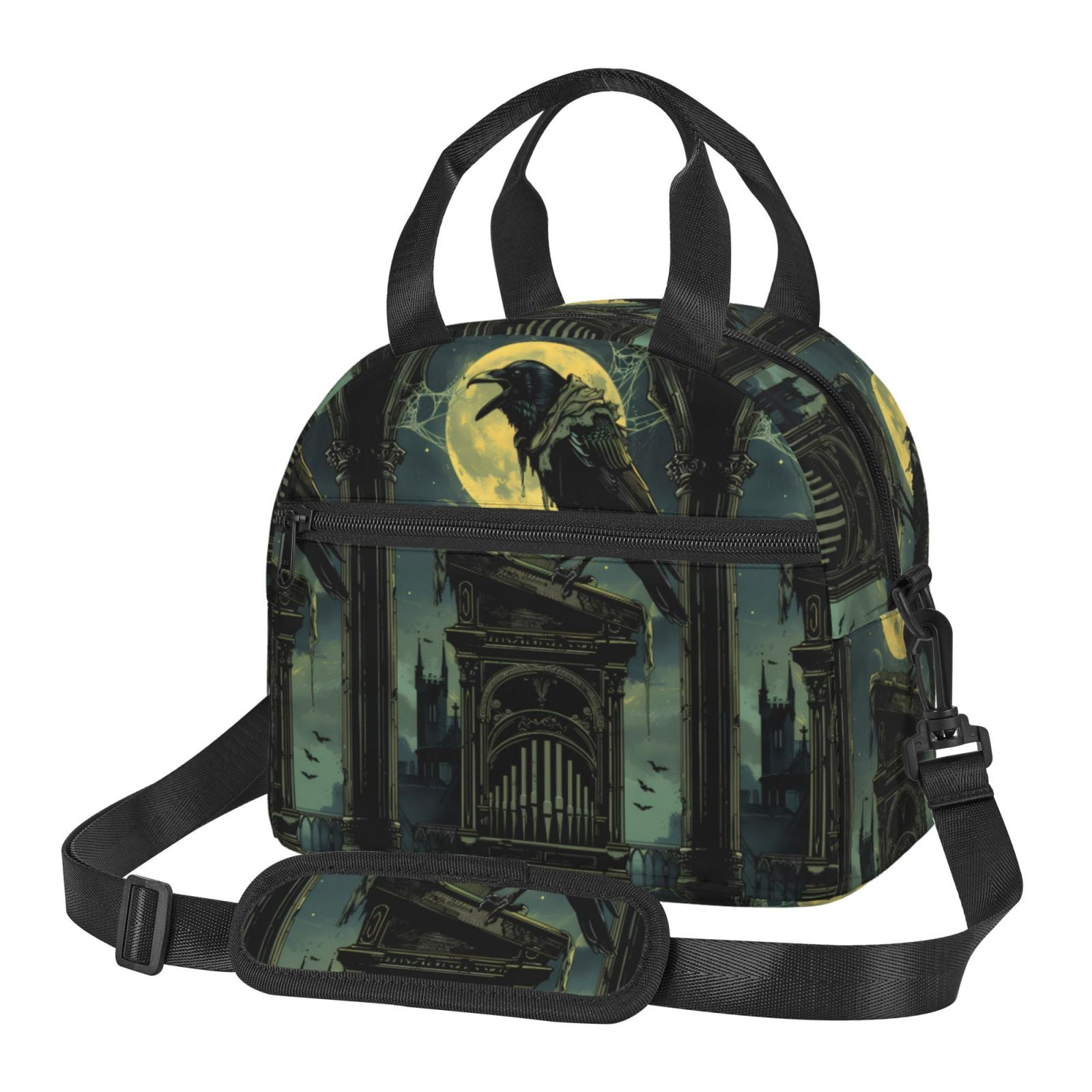 Honeii MoonNight Sky Crow Print Lunch Box,Insulated Lunch Bag,Lunch ...