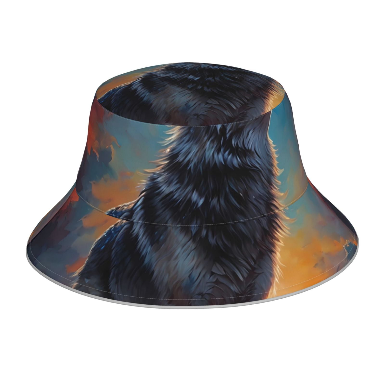 Honeii Moonlit Night Sky Wolf for Unisex Bucket Hat Waterproof Rain Hat ...