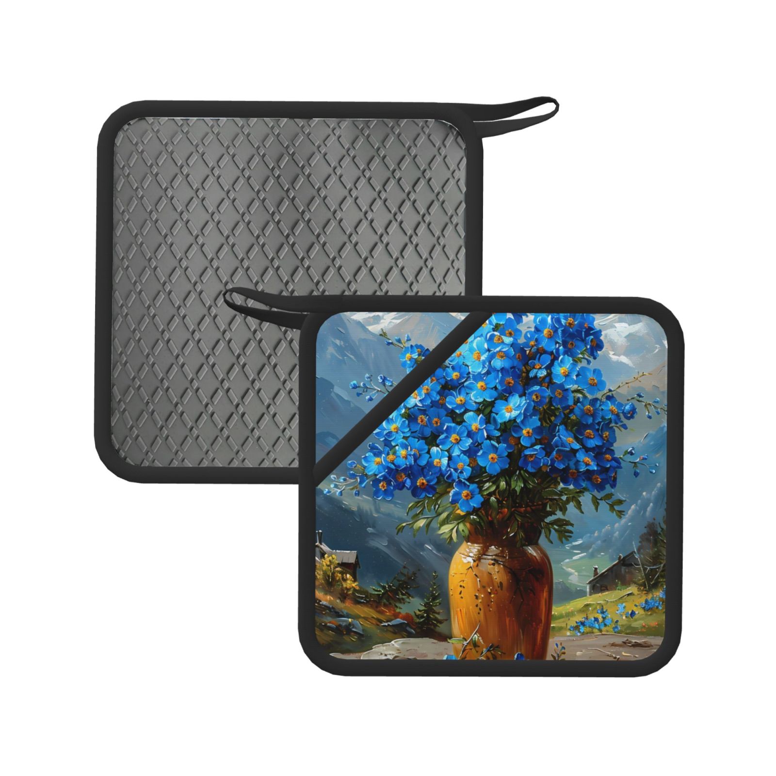 Honeii Mountain Blue Flowers Vase for Silicone Trivets for Hot Pots and ...