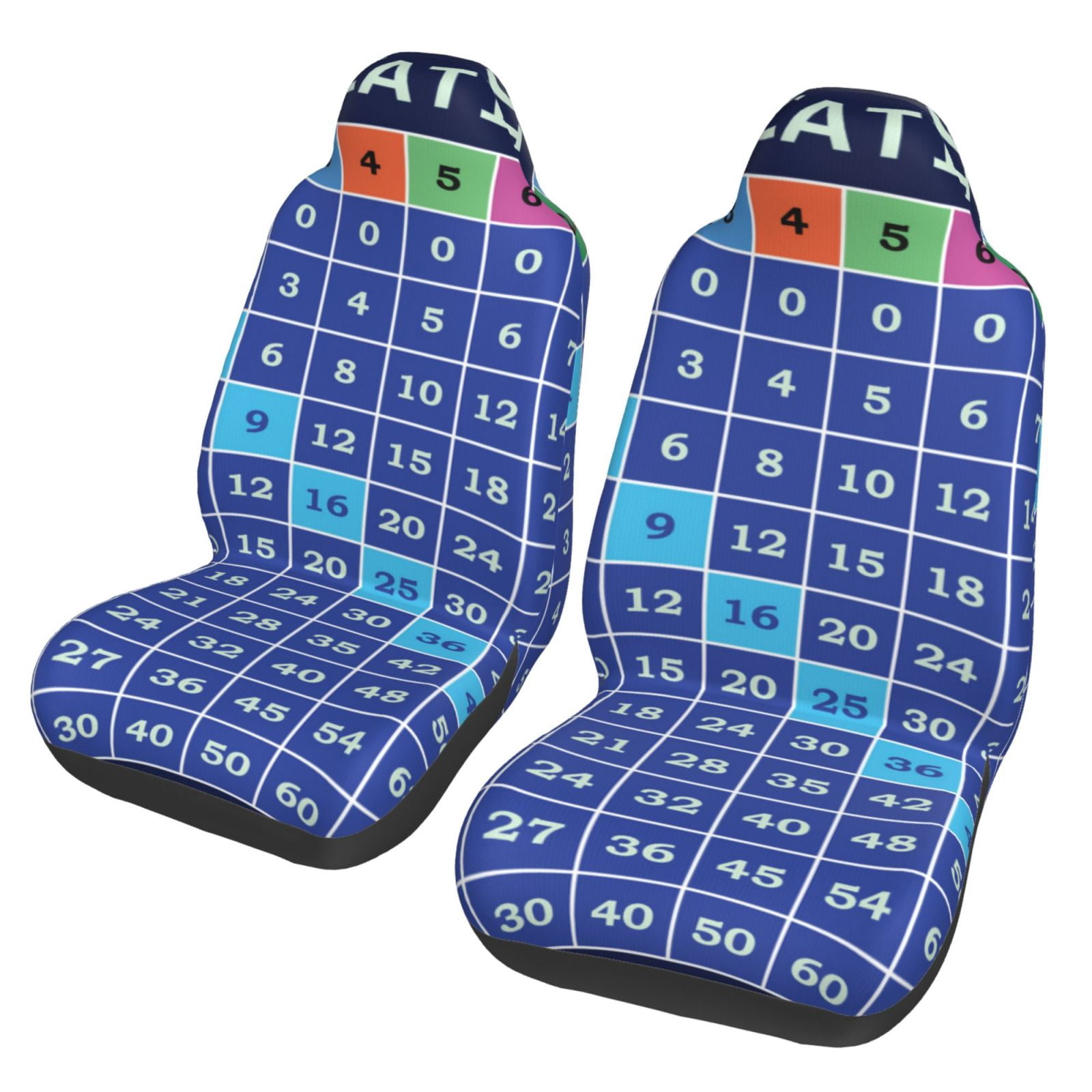 Honeii Multiplication Table Print Car Seat Covers 2 Pieces, Full Set ...
