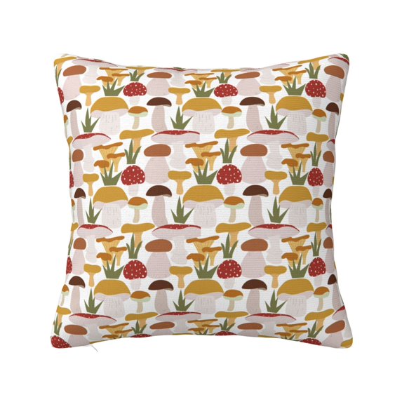 Honeii Mushroom Print Throw Pillow, Square Decorative Pillow Forms Soft ...