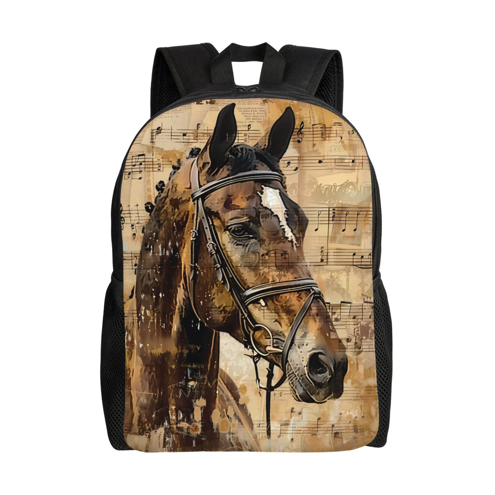 Honeii Musical Horse Vintage Collage Print Laptop Backpack for Work ...