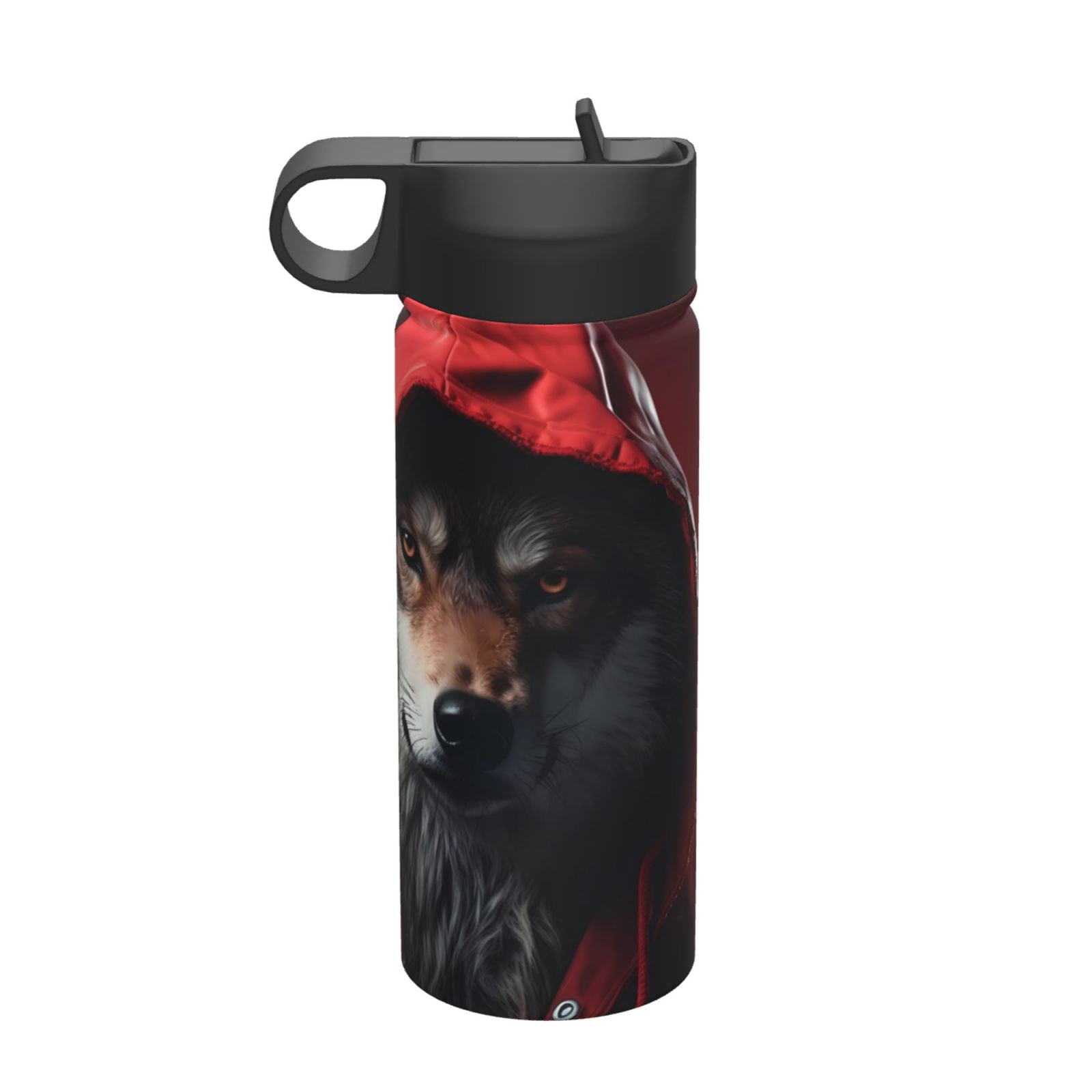 Honeii Mysterious Hooded Wolf Print 18 oz Insulated Water Bottle with ...