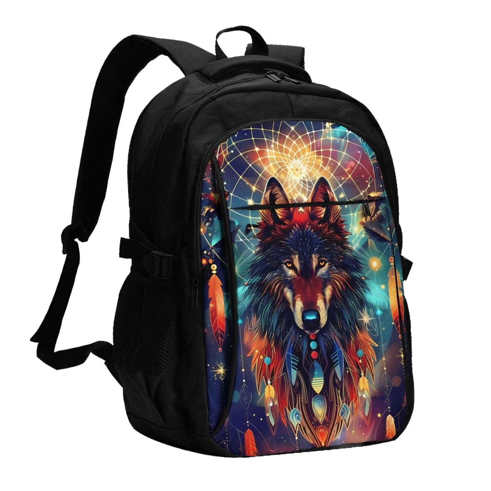 Honeii Mystic Wolf Dreamcatcher for Travel Laptop Backpack, Business ...
