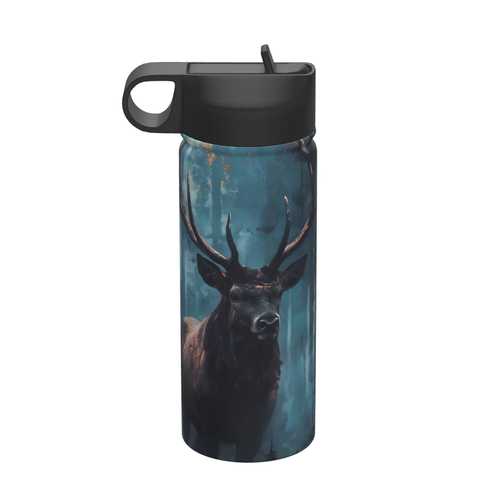 Honeii Mystical Forest Elk Print 18 oz Insulated Water Bottle with ...