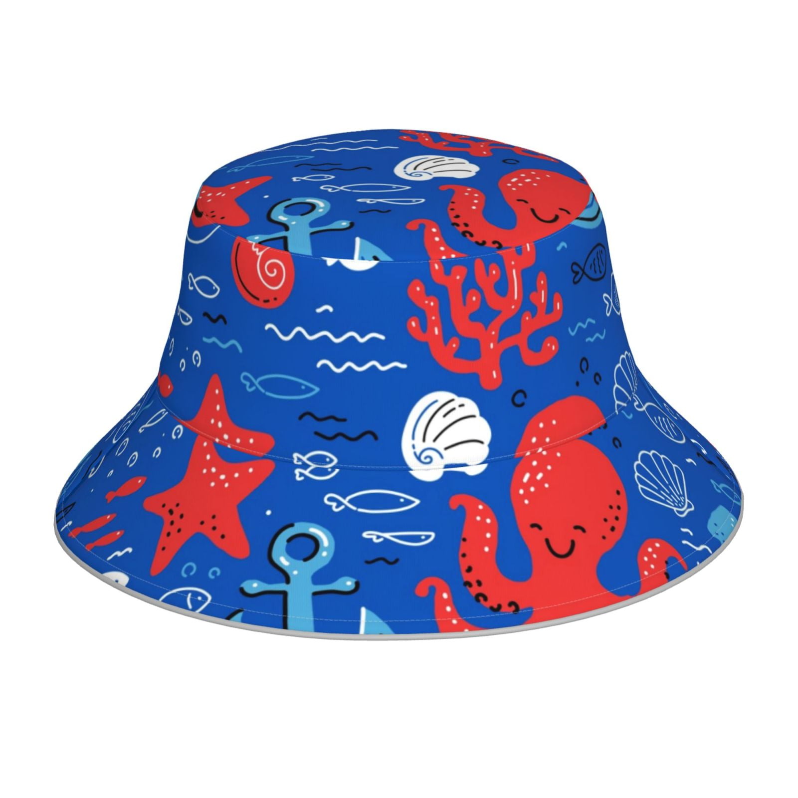 Honeii Nautical Animals for Unisex Bucket Hat Waterproof Rain Hat ...