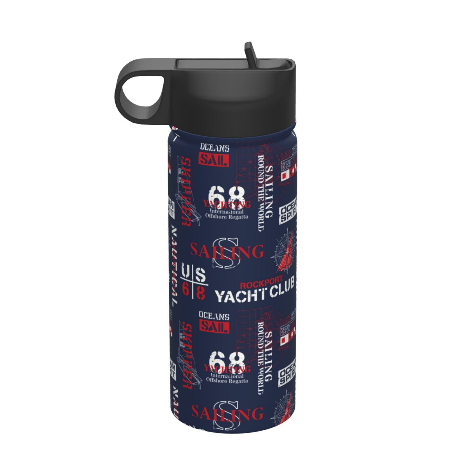 Honeii Nautical Style Sailboat Print 18 oz Insulated Water Bottle with ...