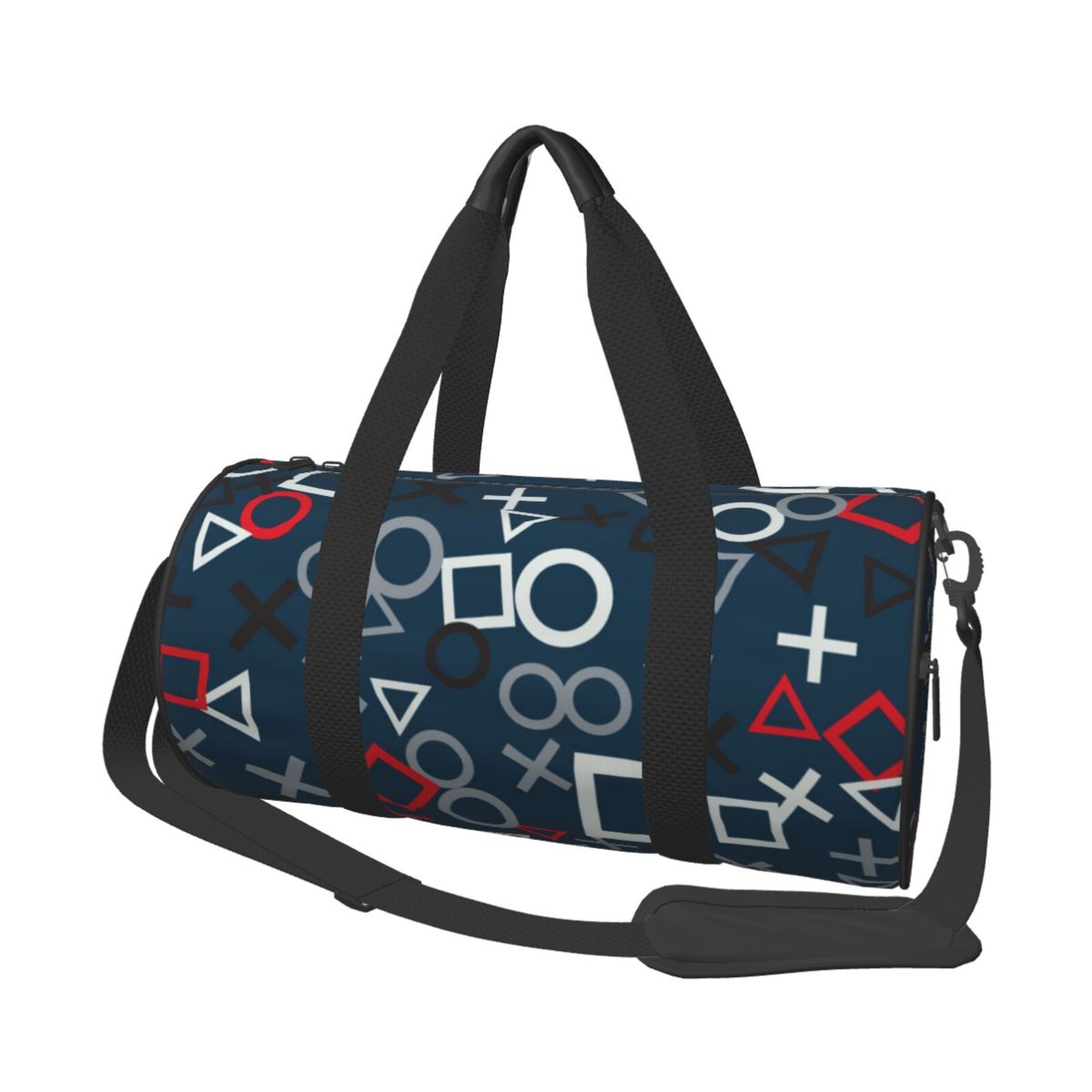 Honeii Navy Blue Geometric Print Duffle Bag and Adjustable Strap ...