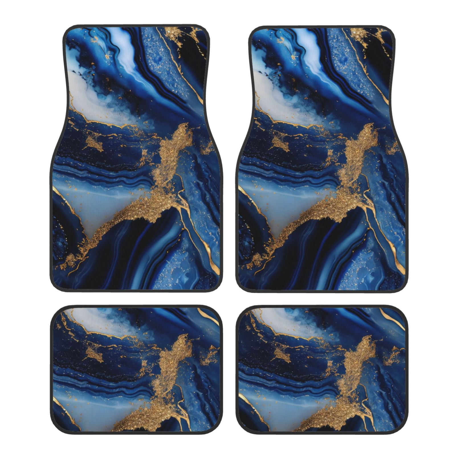 Honeii Navy Blue Marble Print Car Foot Mat Four-Piece Set - Front ...