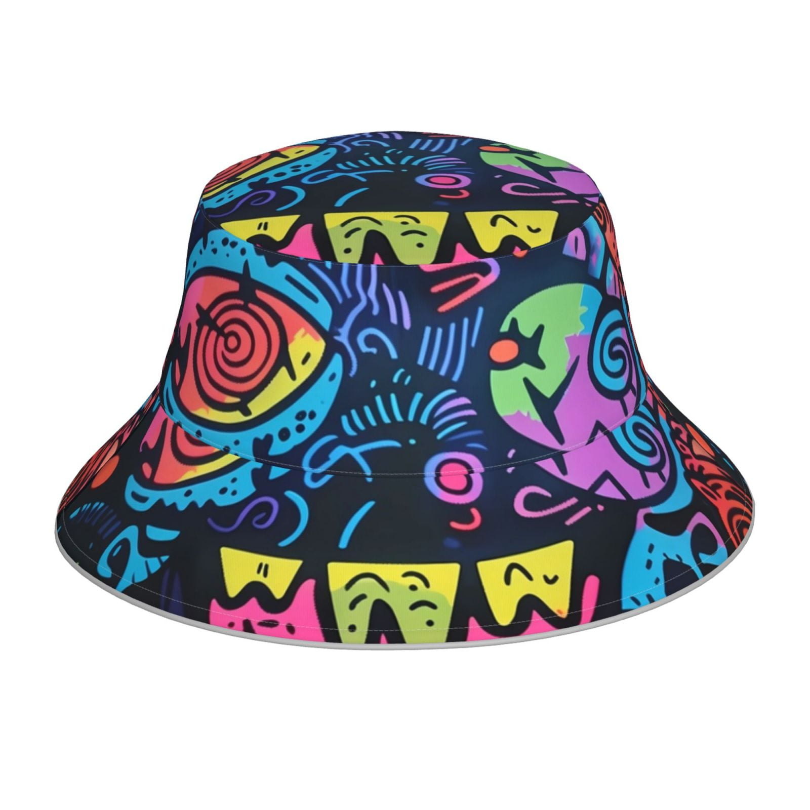 Honeii Neon Graffiti Urban Art for Unisex Bucket Hat Waterproof Rain ...