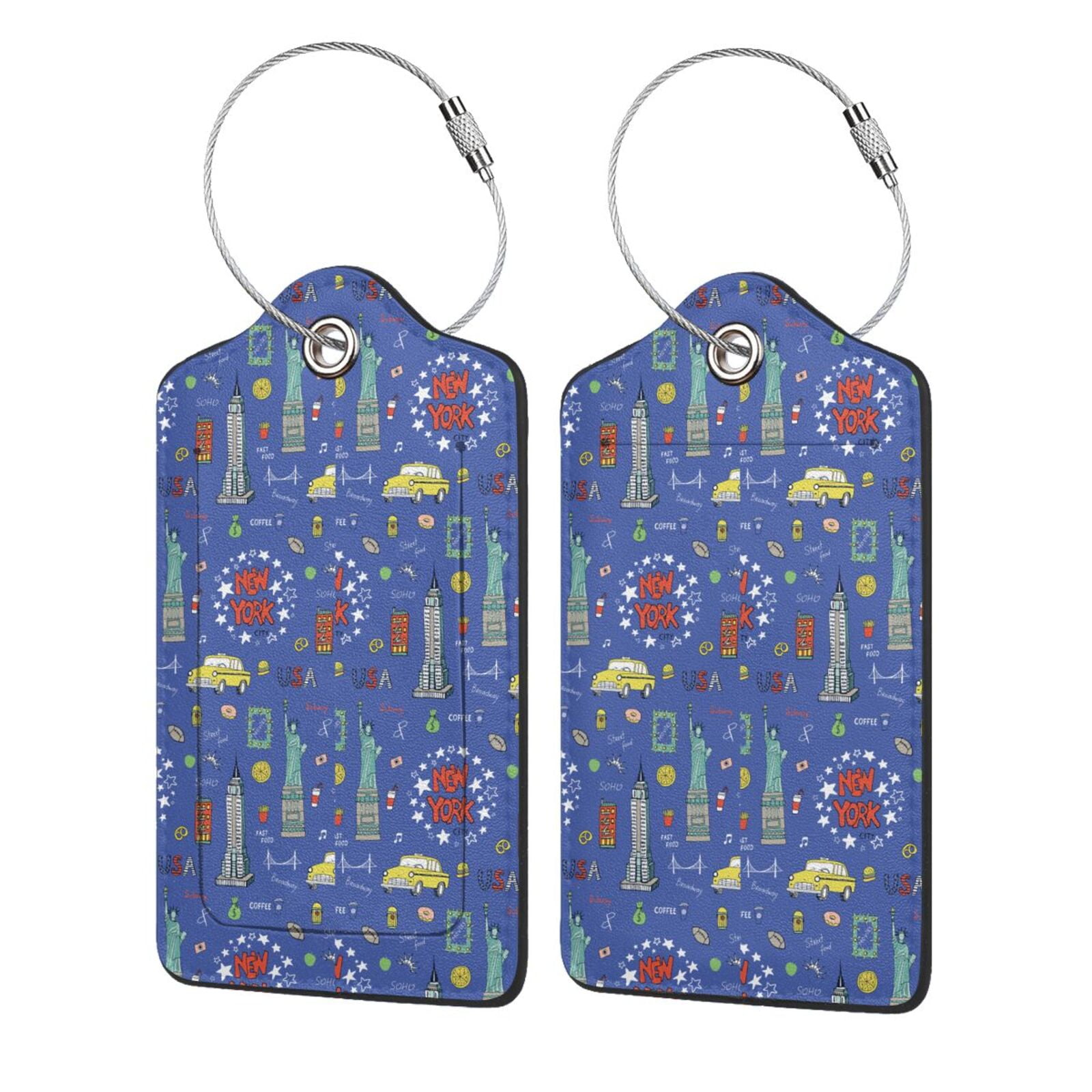 Honeii New-York City Print Leather Luggage Tag for Suitcases,ID Tags ...