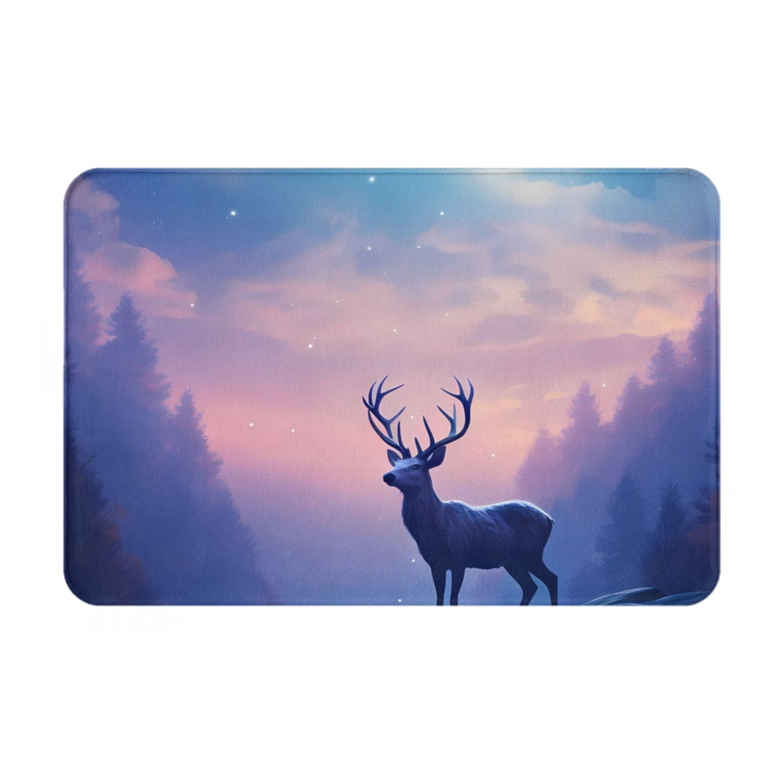 Honeii Night Sky Elk patten Door Mat, Absorbent Muddy Dirt Resist ...