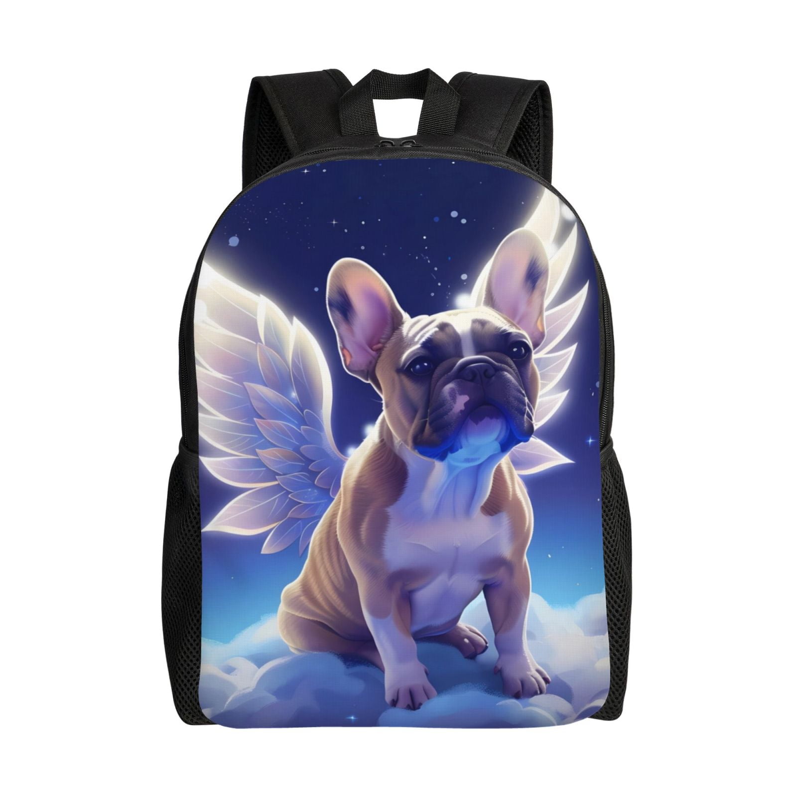 Honeii Night Sky Winged French Bulldog Print Laptop Backpack for Work ...