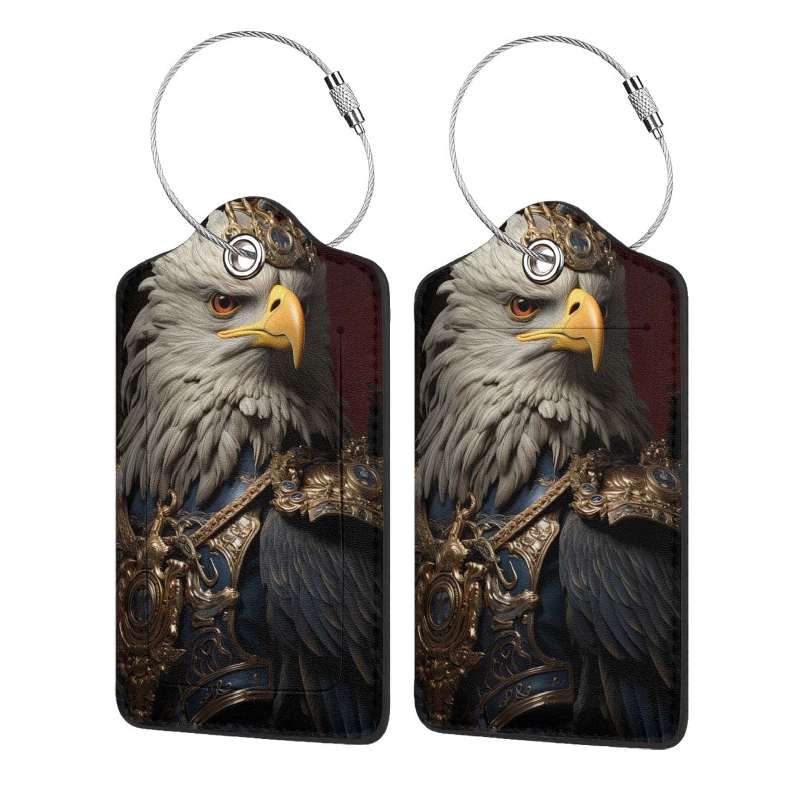 Honeii Noble Style Bald Eagle Print Leather Luggage Tag for Suitcases ...