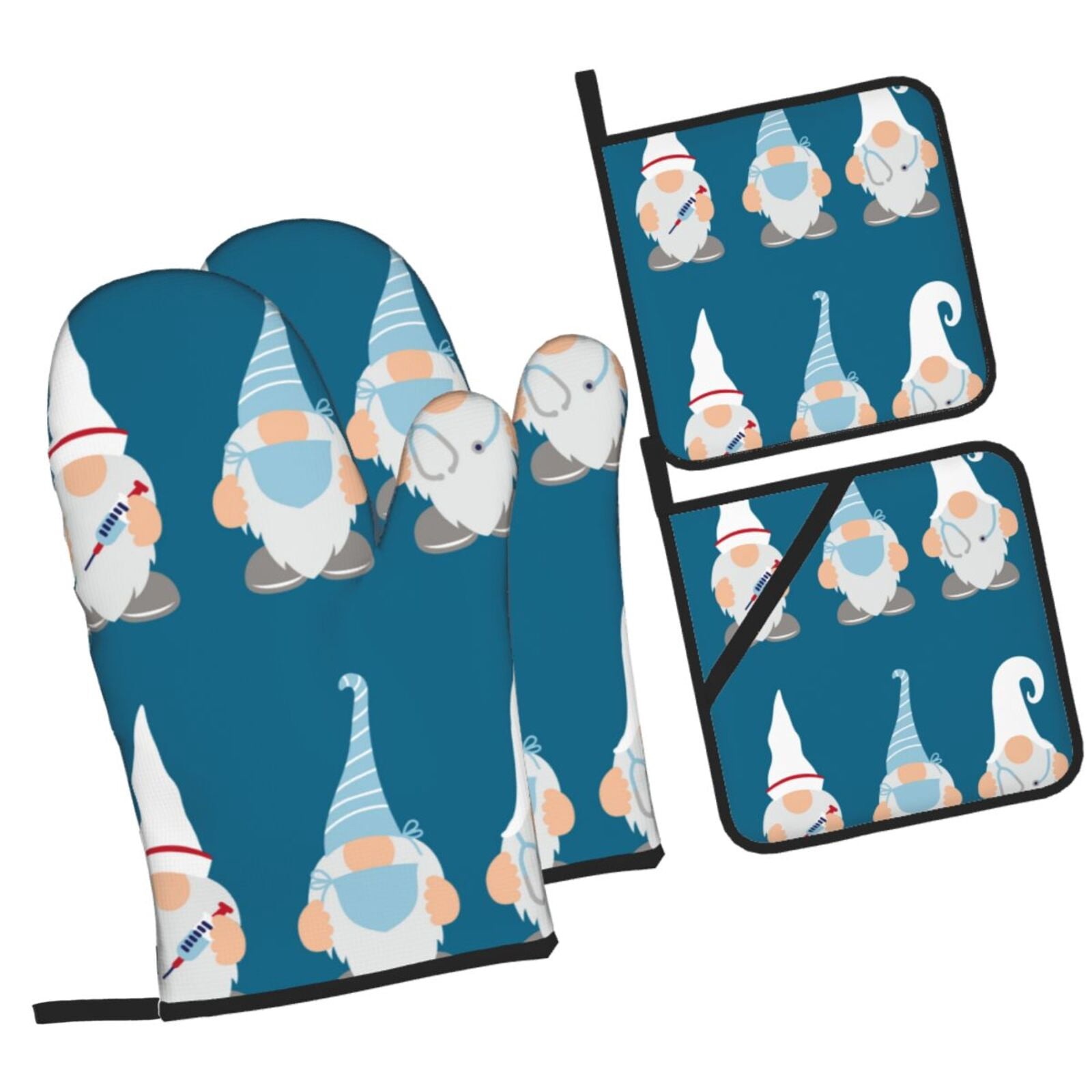 Honeii Nurse Doctor Gnomes Pattern Oven Mitts and Pot Holders, Silicone ...