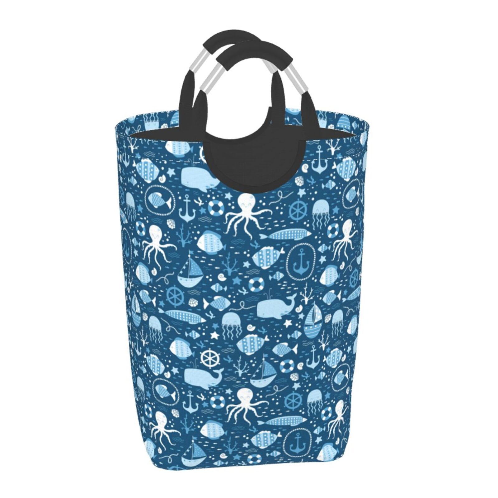 Honeii Octopus And Whale Print Laundry Hamper Collapsible Laundry ...