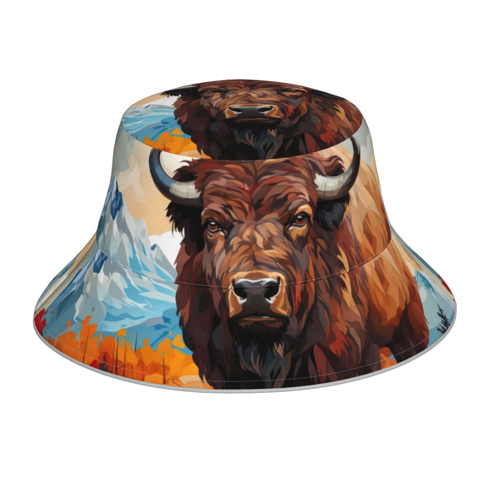 Honeii Oil Painting Style Iceberg Yak for Unisex Bucket Hat Waterproof ...