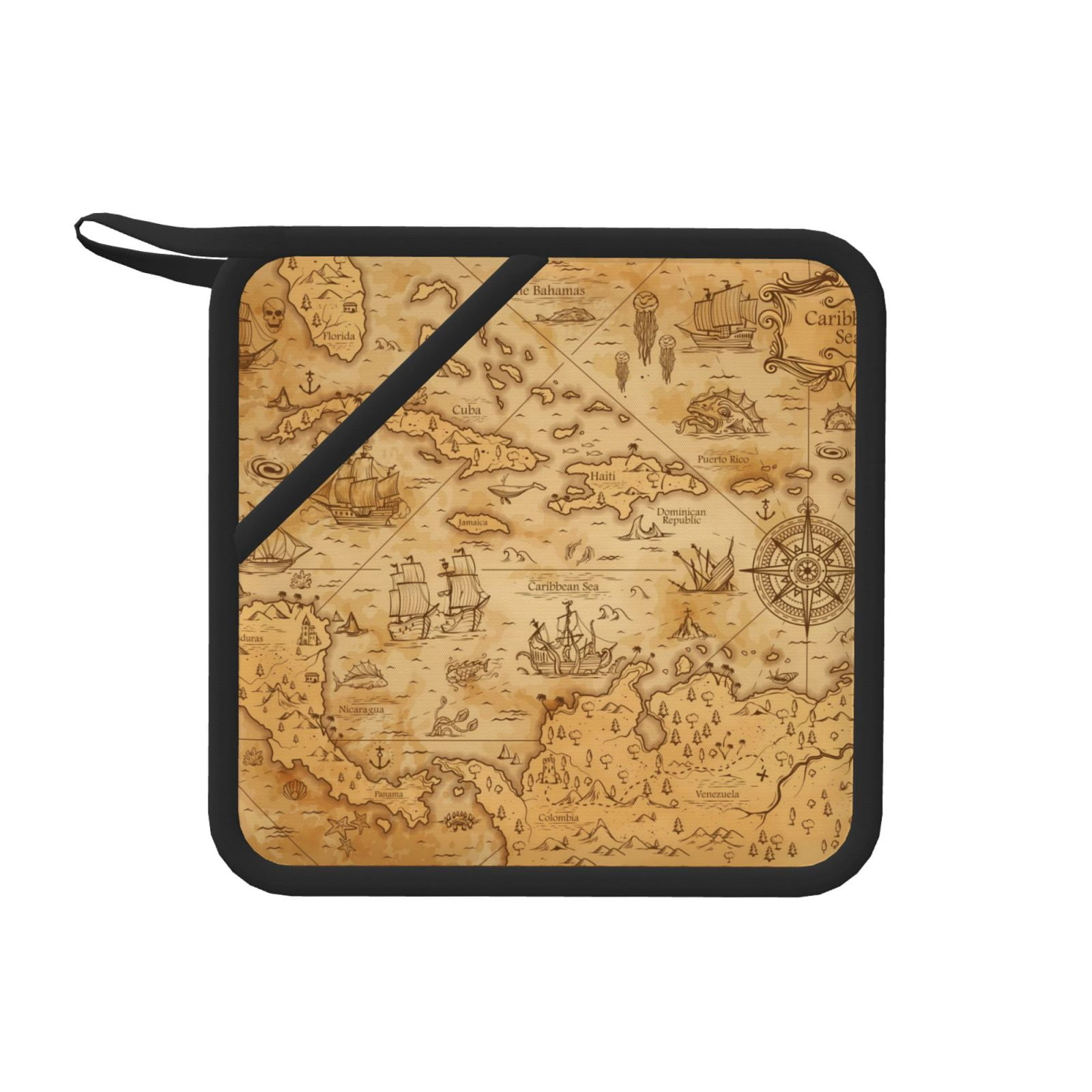 Honeii Old Vintage Map Of Sea for Silicone Trivets for Hot Pots and ...