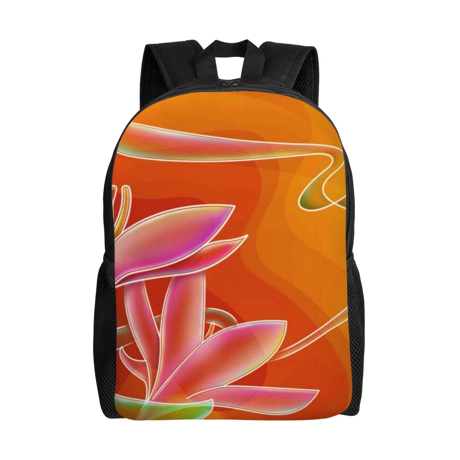 Honeii Orange Flower Psychedelic Print Laptop Backpack for Work ...