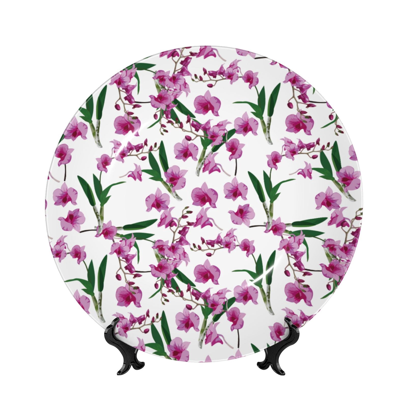 Honeii Orchids Flowers Print Elegant Bone China Decorative Plate ...