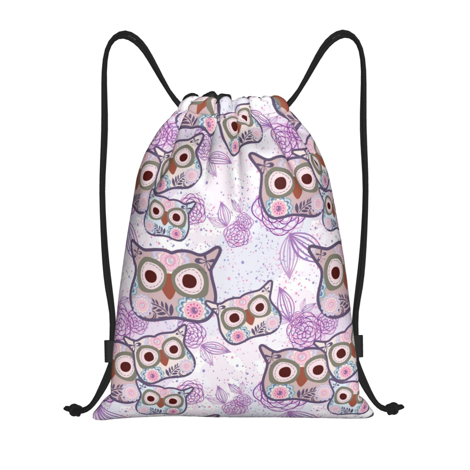 Honeii Owl And Floral Print Drawstring Backpack,Drawstring Bags String ...